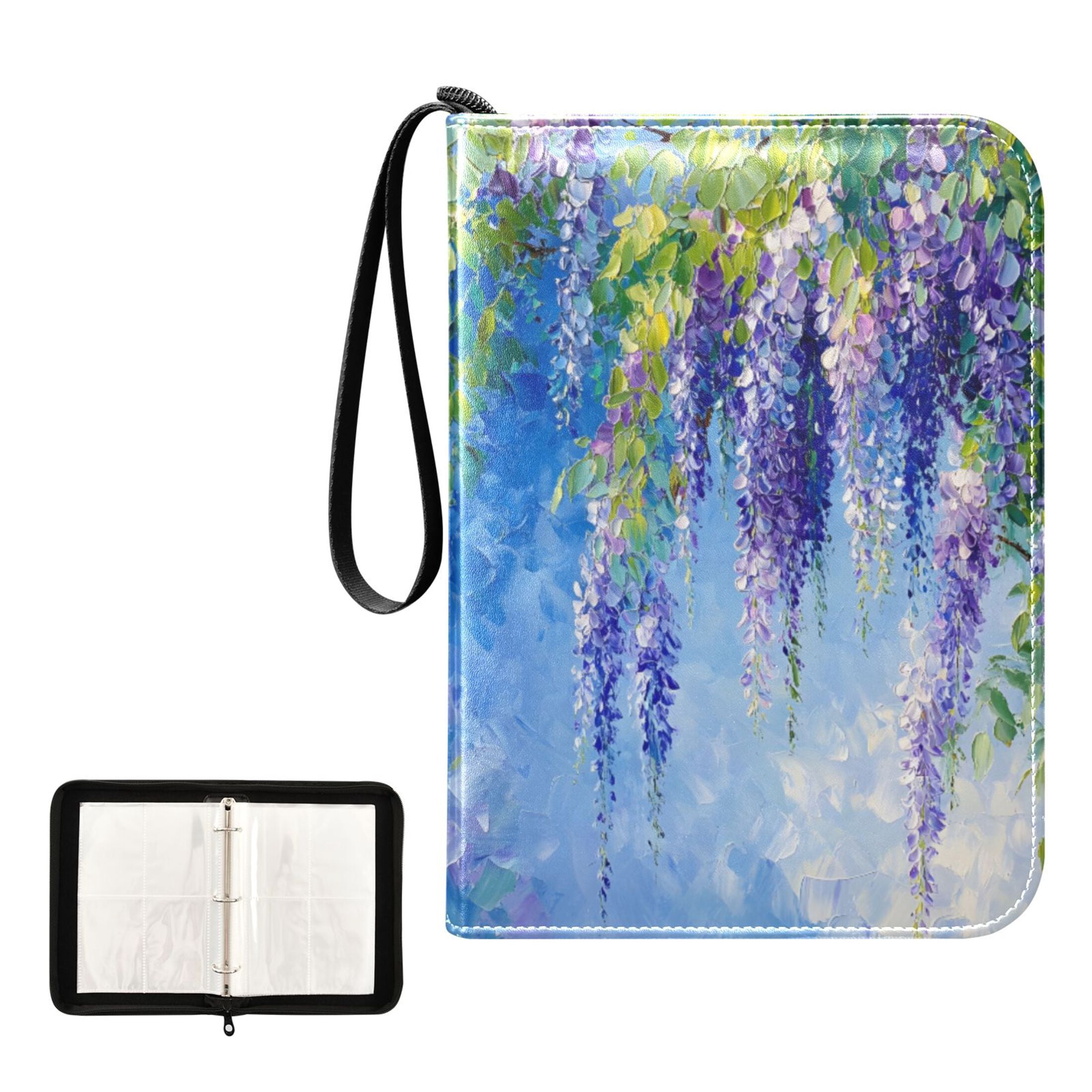 ALAZA Lavender Oil Paint Trading Card Binder 4 Pocket Cards Collection ...