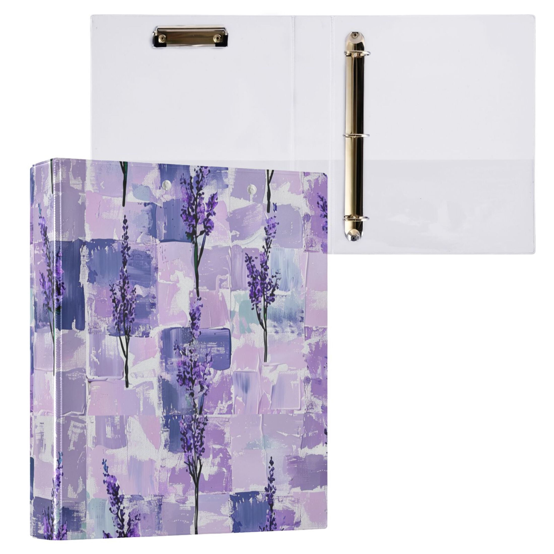 ALAZA Lavender on Grid Hardcover 3 Ring Binder 1.5" Round Rings ...