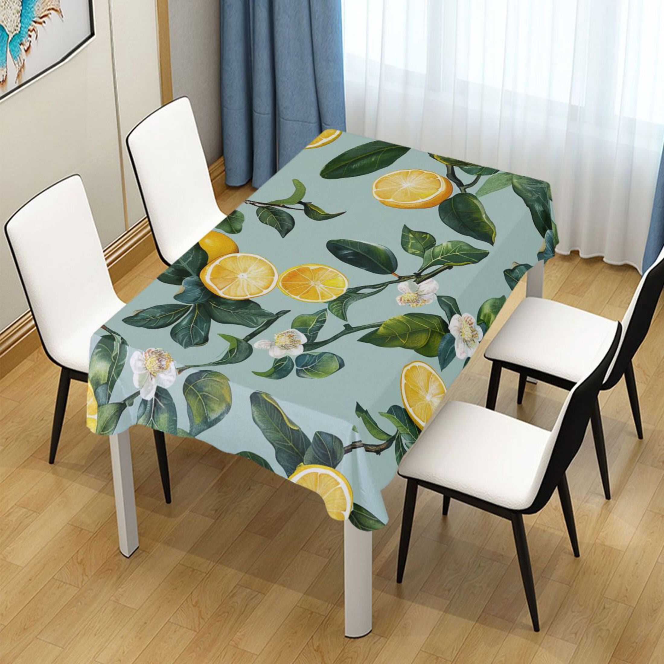 ALAZA Lemon Floral and Leaves Rectangle Tablecloth Tablecover Dinning ...
