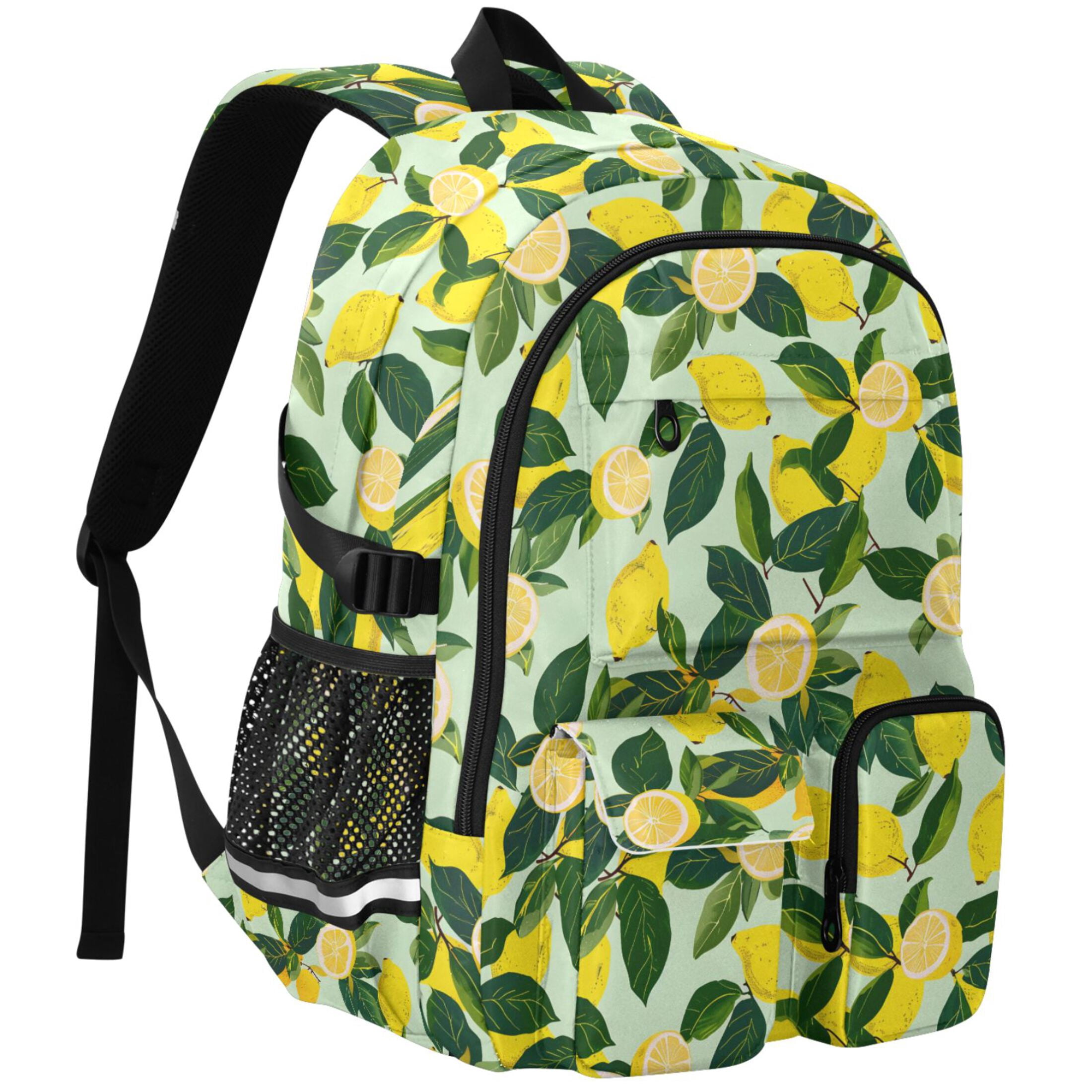 ALAZA Lemons and Leaf Print Student Backpack School Bookbag Large ...