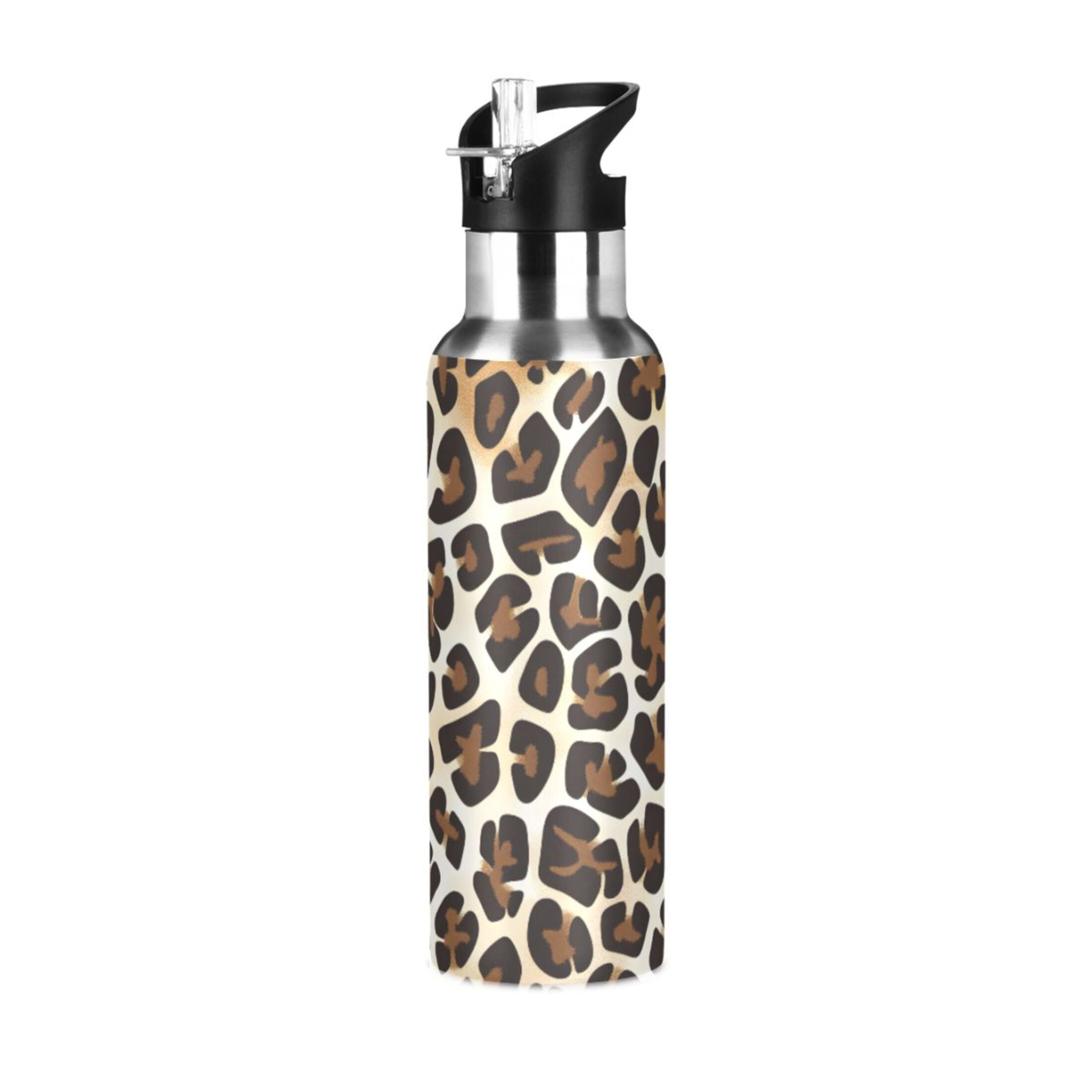 ALAZA Leopard Animal Skin Water Bottle Insulated Flask Stainless Steel ...