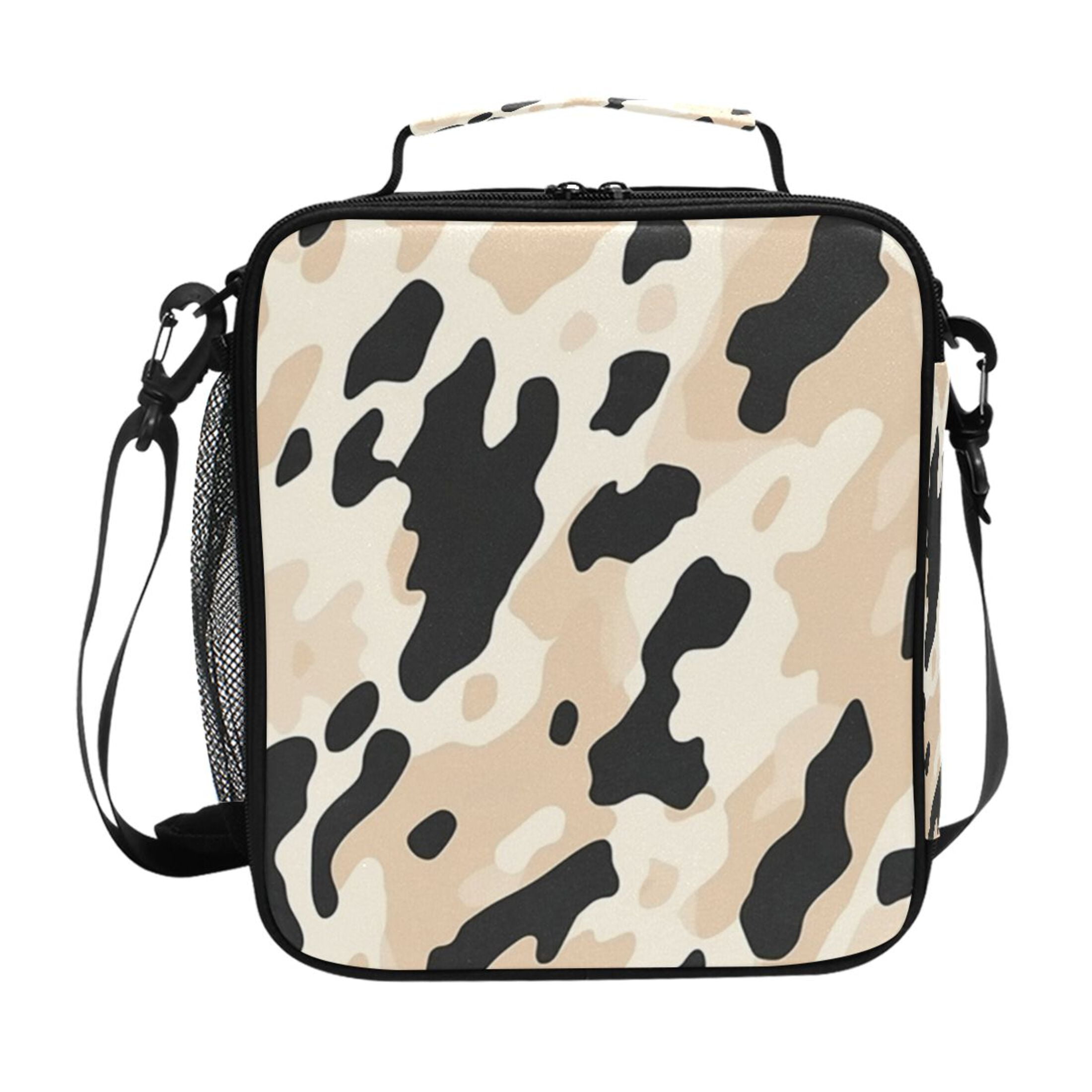 ALAZA Leopard Black and Beige Lunch Box Insulated Lunch Bag Reusable ...