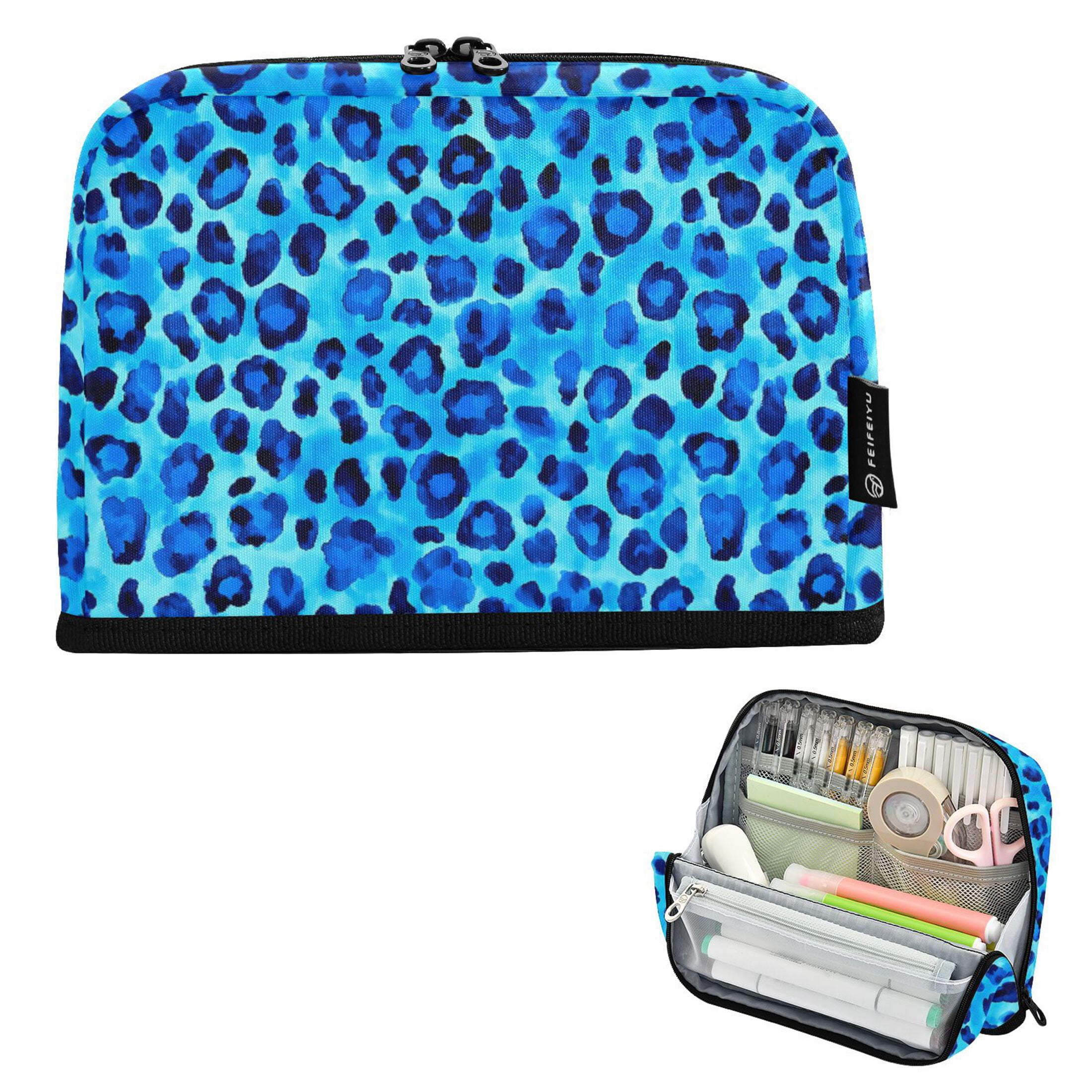 ALAZA Leopard Blue Pencil Case Pen Pouch Bag Large Capacity Organizer ...