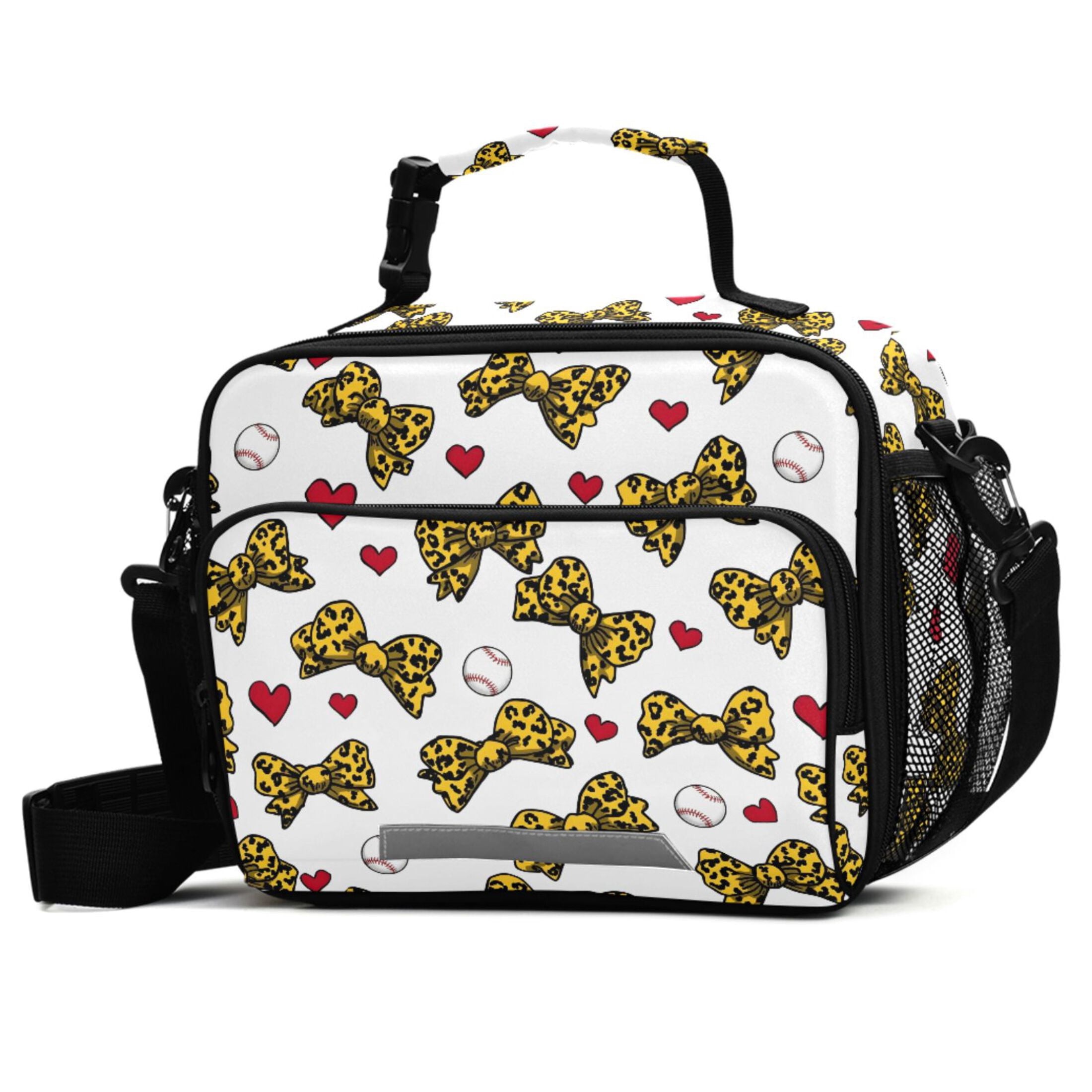 ALAZA Leopard Bows Baseball Lunch Box Insulated Cooler Bag Reusable ...