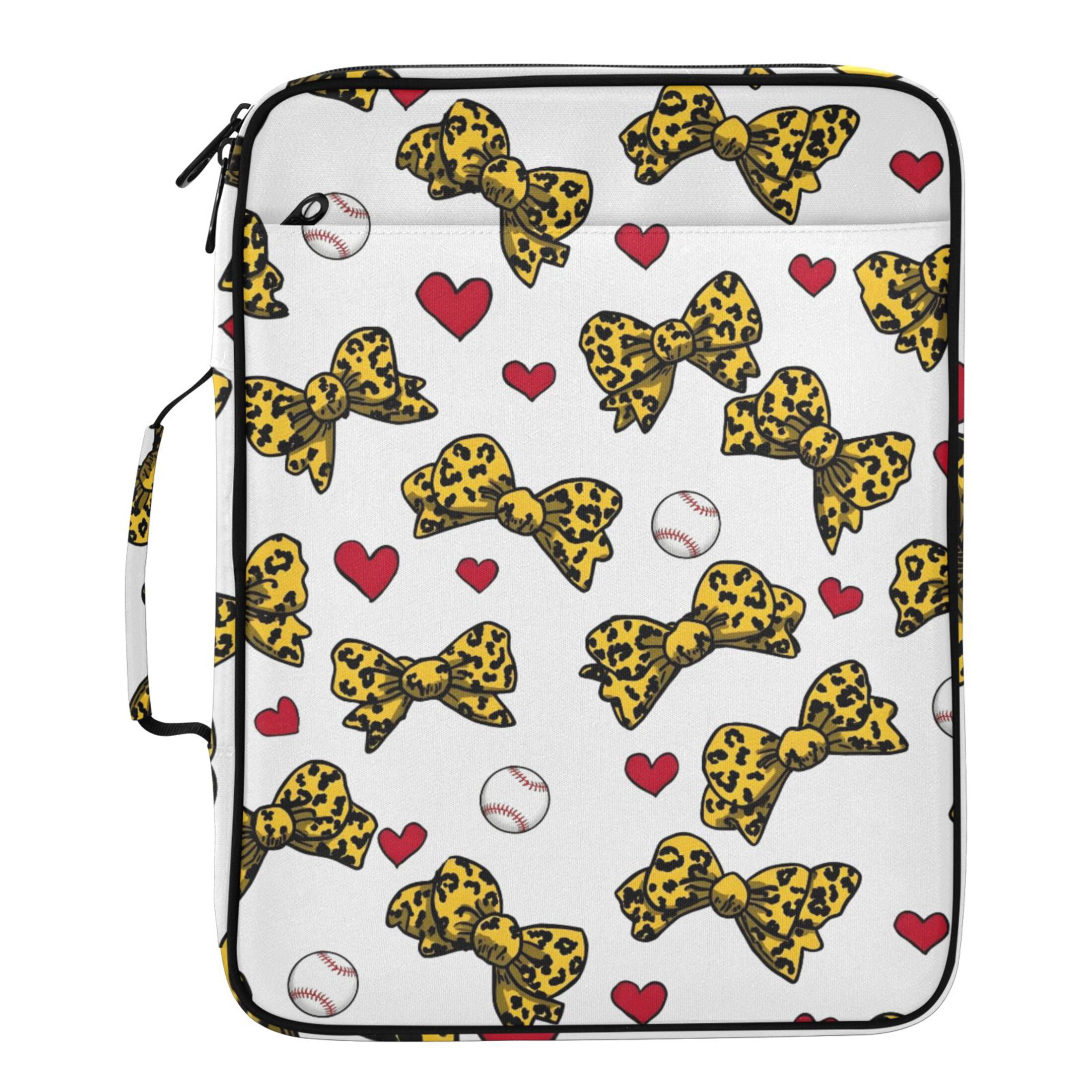 ALAZA Leopard Bows Baseball Pattern Expanding Accordion File Folder 3 ...