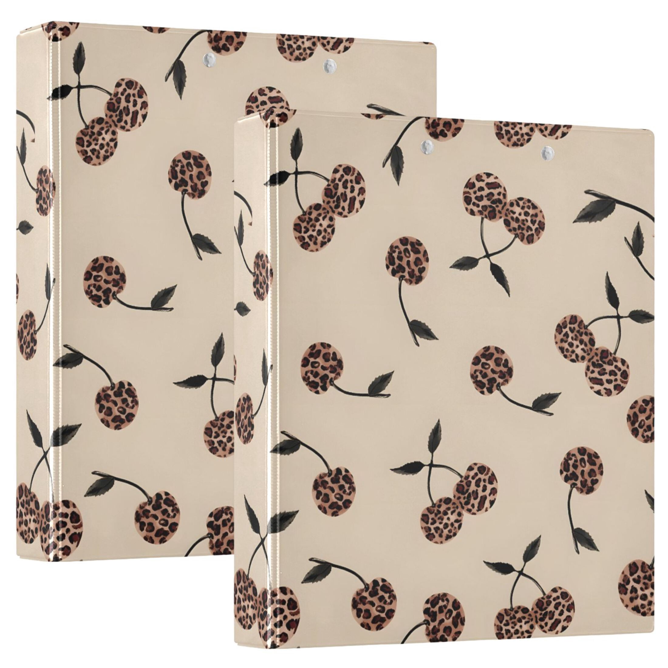ALAZA Leopard Cherry Hardcover 3 Ring Binder 1.5" D-Rings with Interior ...