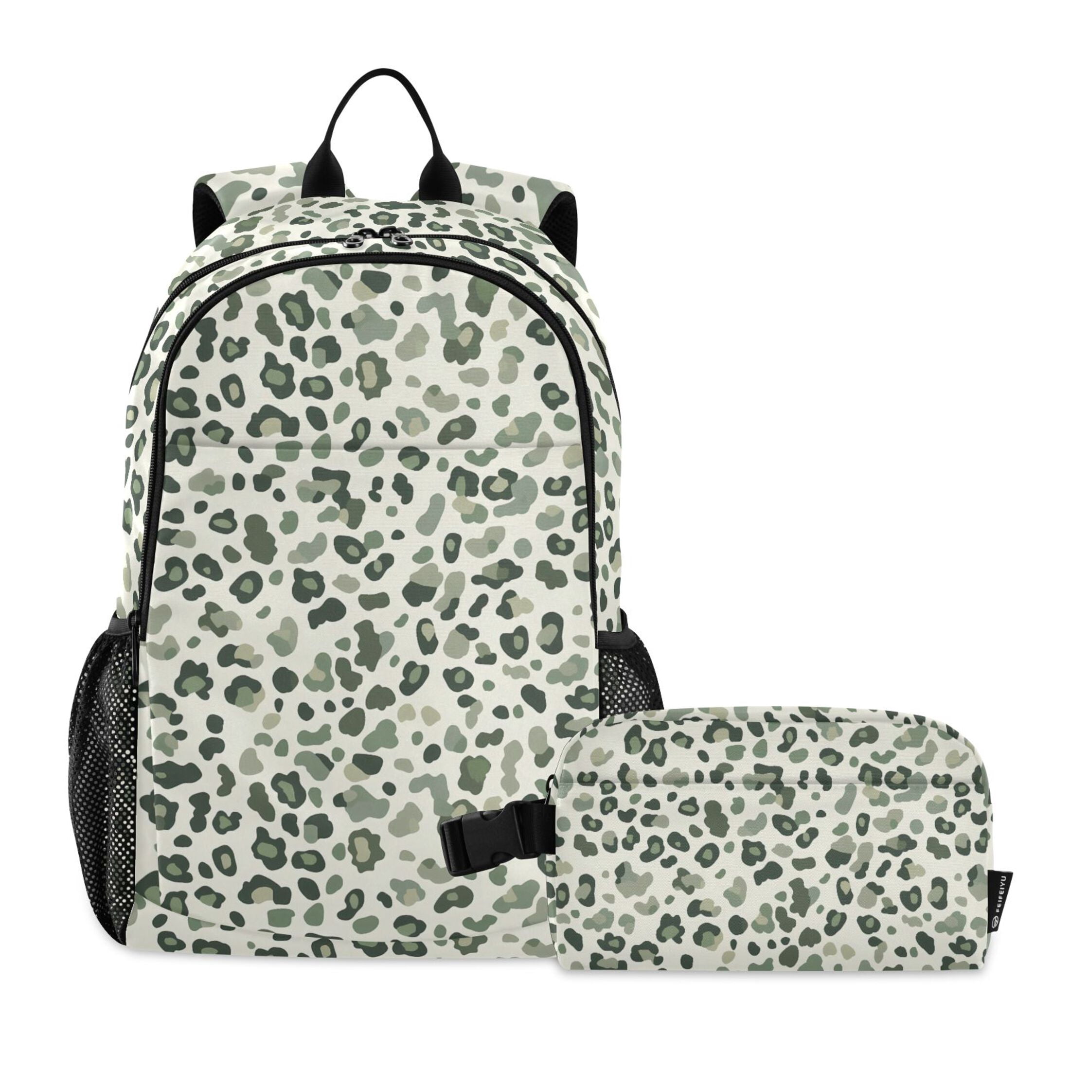 ALAZA Leopard Green-a1 School Backpack Lunch Box Set Student Bookbag ...