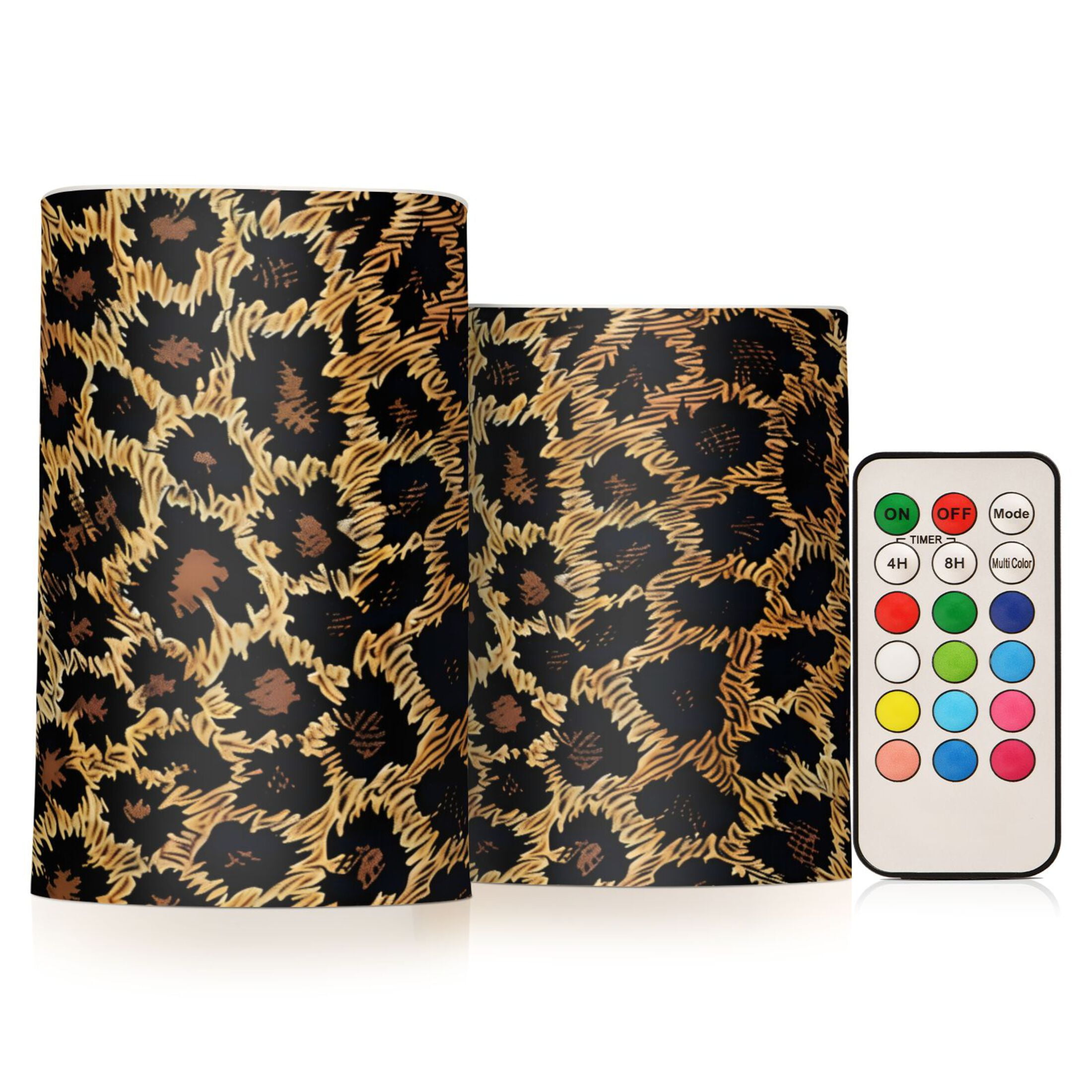 ALAZA Leopard Pattern 2 PCs LED Flickering Flameless Candles with ...