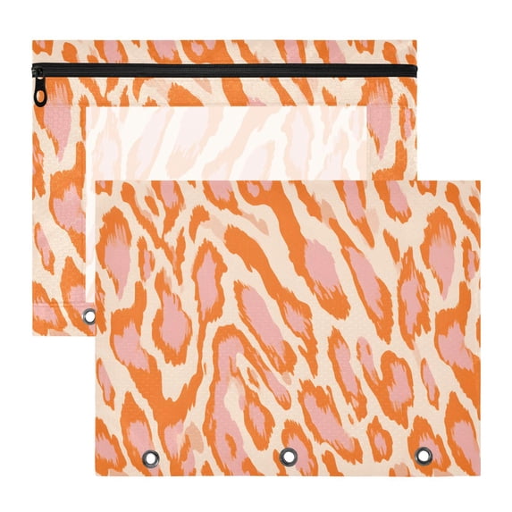 ALAZA Leopard Pattern Pencil Pouch 3 Ring Binder with Clear Window ...