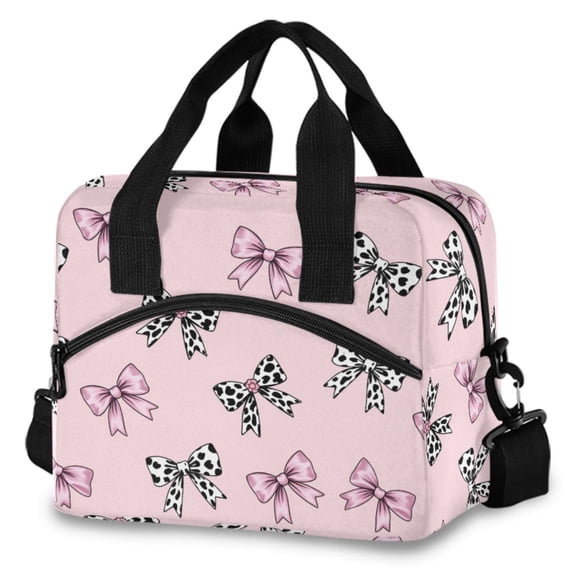 ALAZA Leopard Pink Bows Insulated Lunch Box Large Reusable Cooler Bag ...