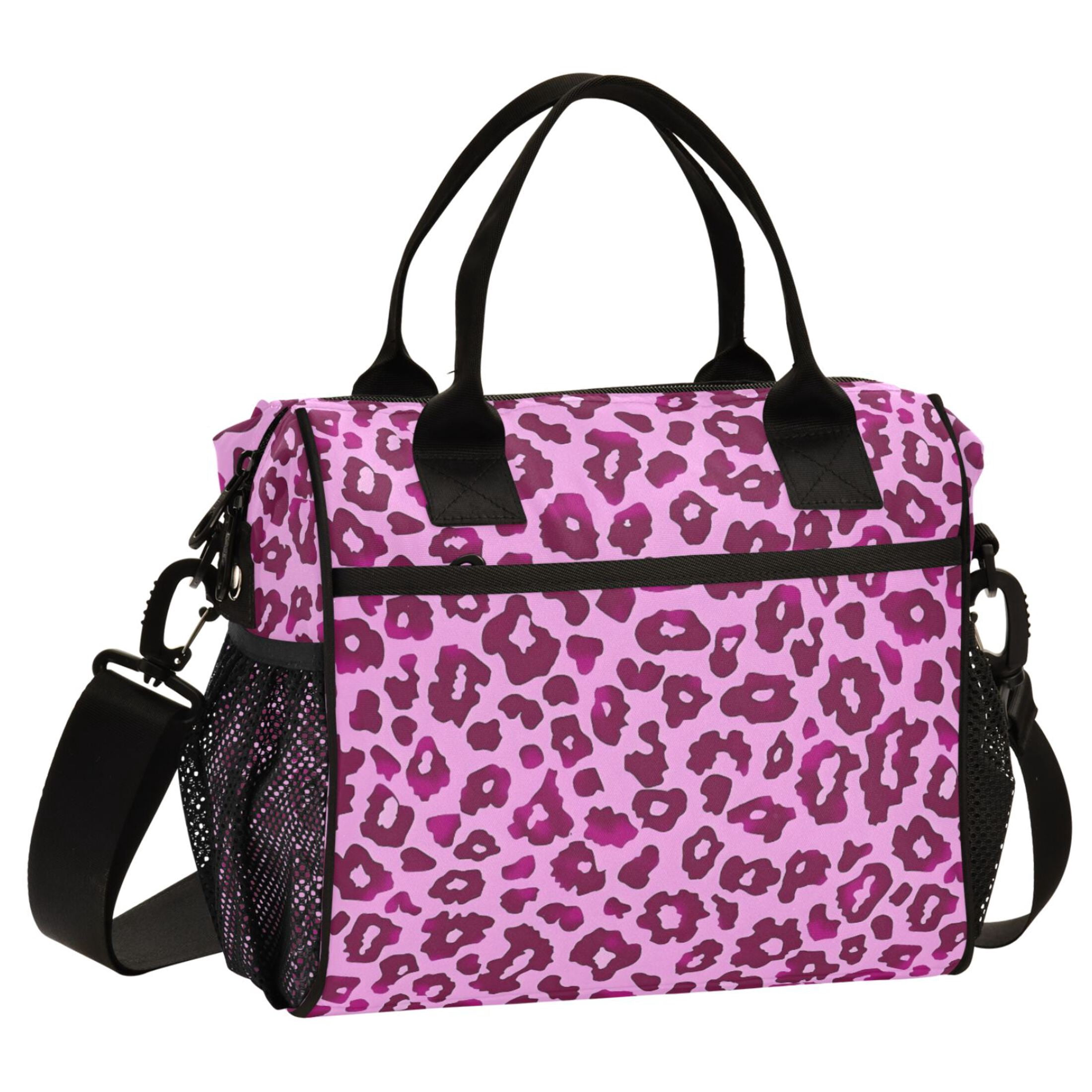 ALAZA Leopard Pink Print Cooler Lunch Bag Insulated Reusable Lunch Tote ...