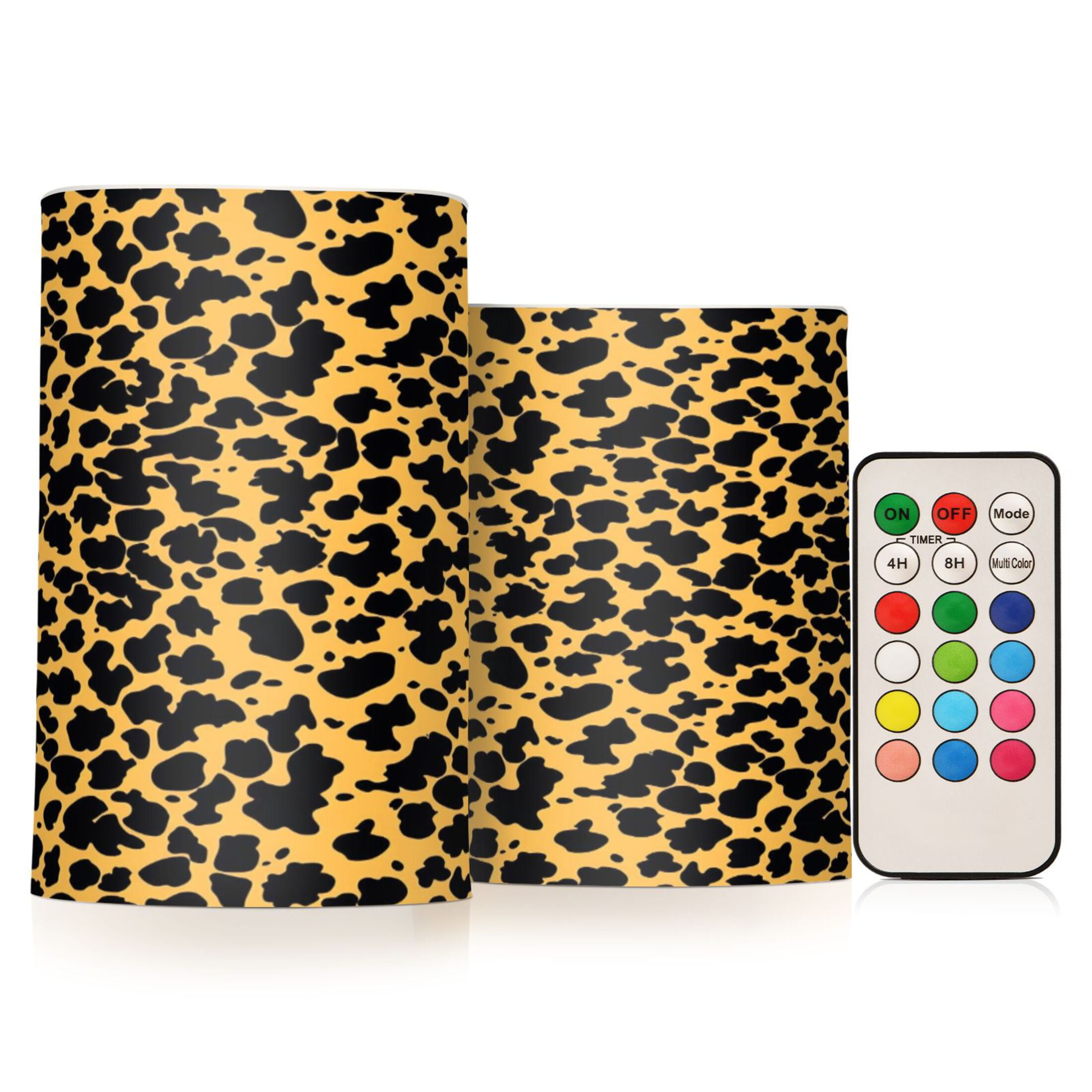 ALAZA Leopard Print 2 PCs LED Flickering Flameless Candles with Remote ...