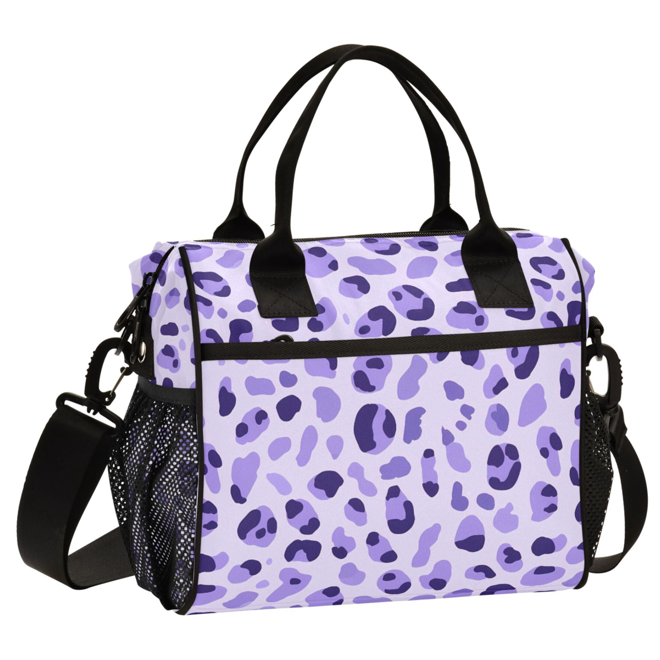 ALAZA Leopard Purple-a1 Print Cooler Lunch Bag Insulated Reusable Lunch ...