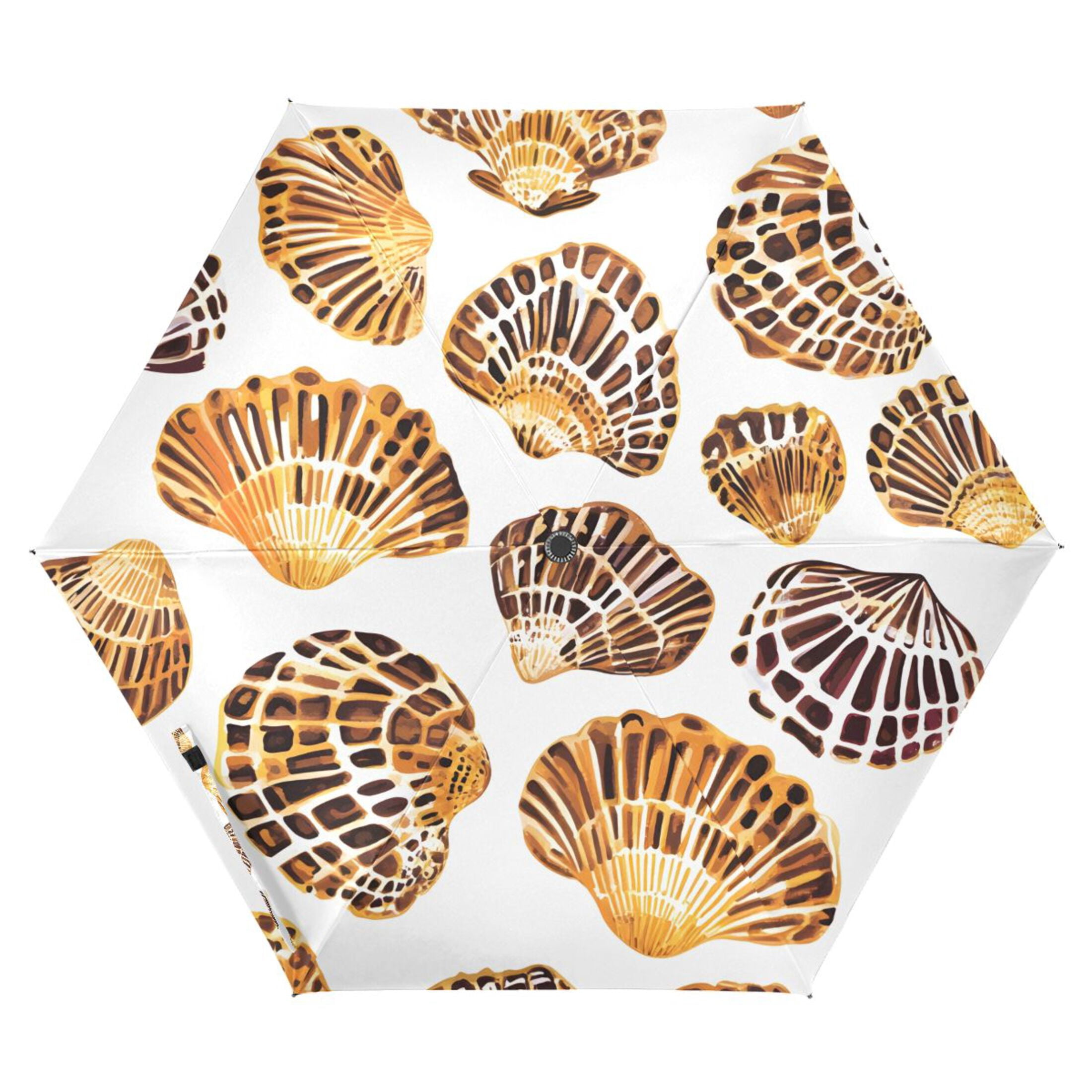 ALAZA Leopard Seashells UPF 50+ Compact Folding Umbrella for Rain ...