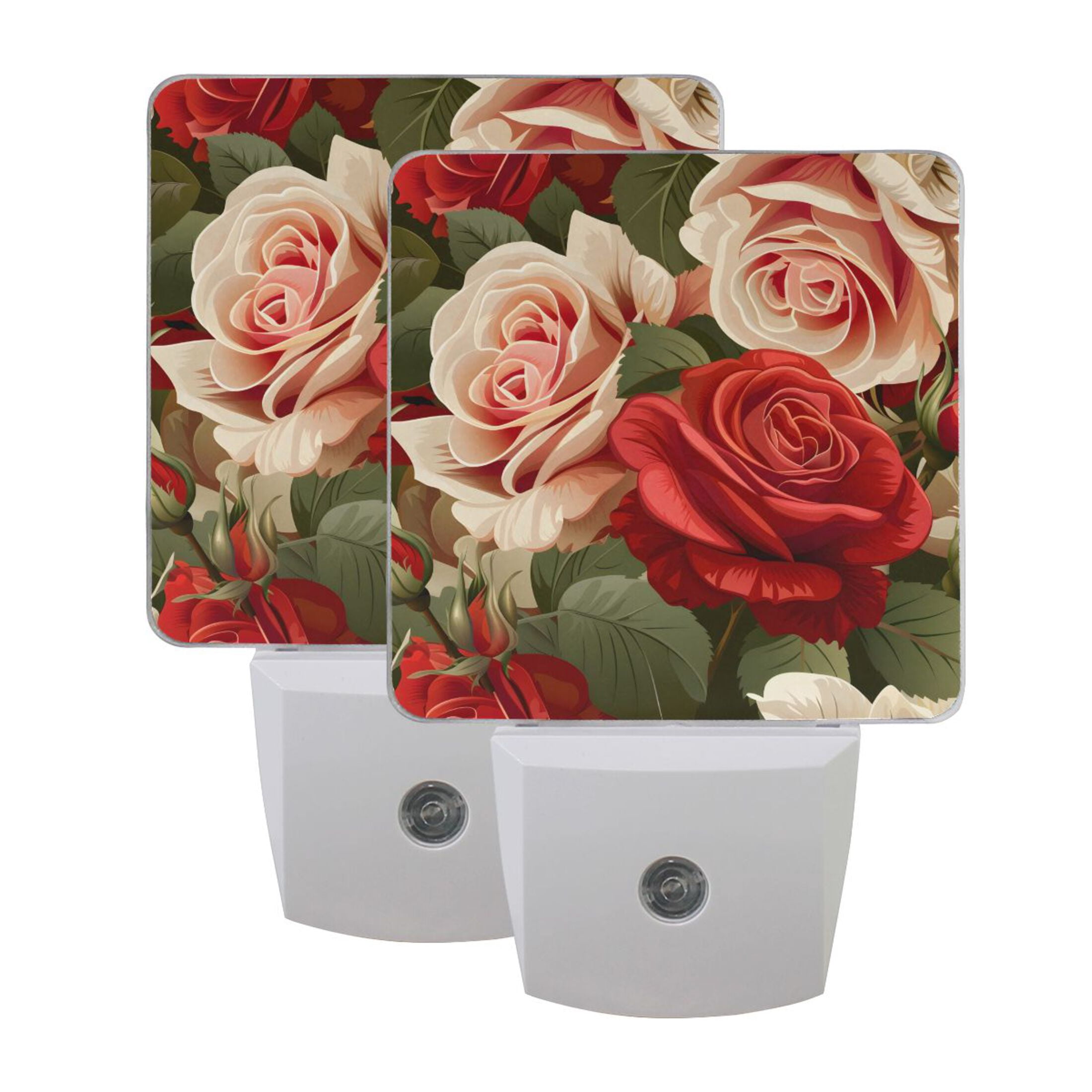 ALAZA Luxury Roses Flower Night Lights 2 Pack Plug-in Wall LED ...
