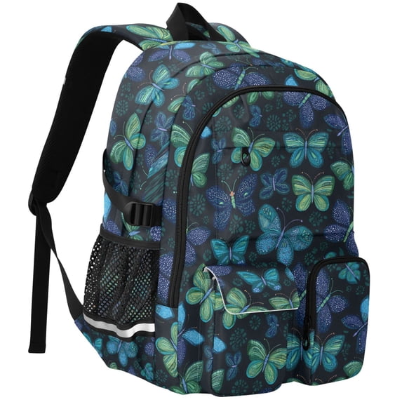 ALAZA Magic Butterfly Green Print Student Backpack School Bookbag Large ...