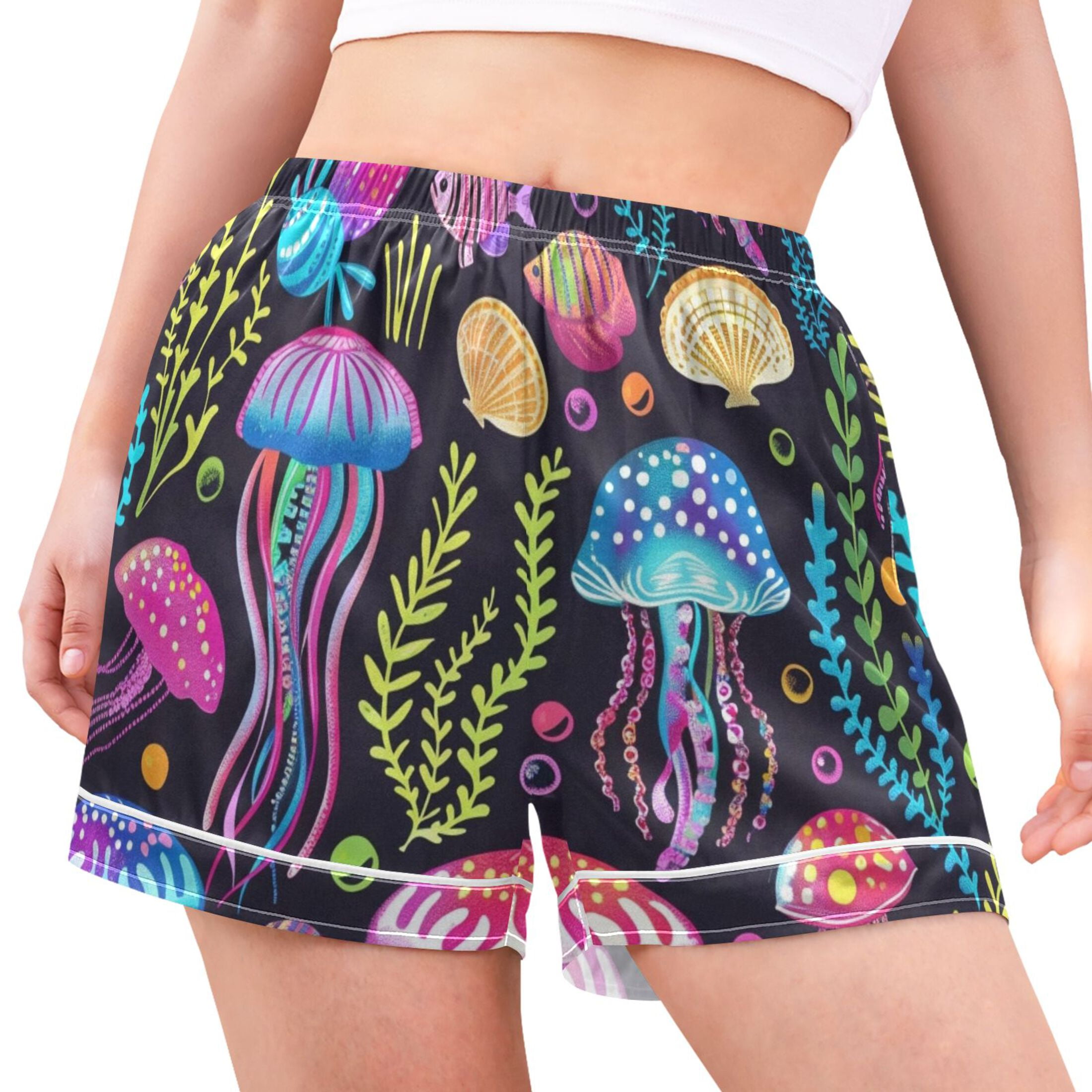 ALAZA Magic Jellyfish Women's Pajama Lounge Shorts Bottoms Sleep Short ...