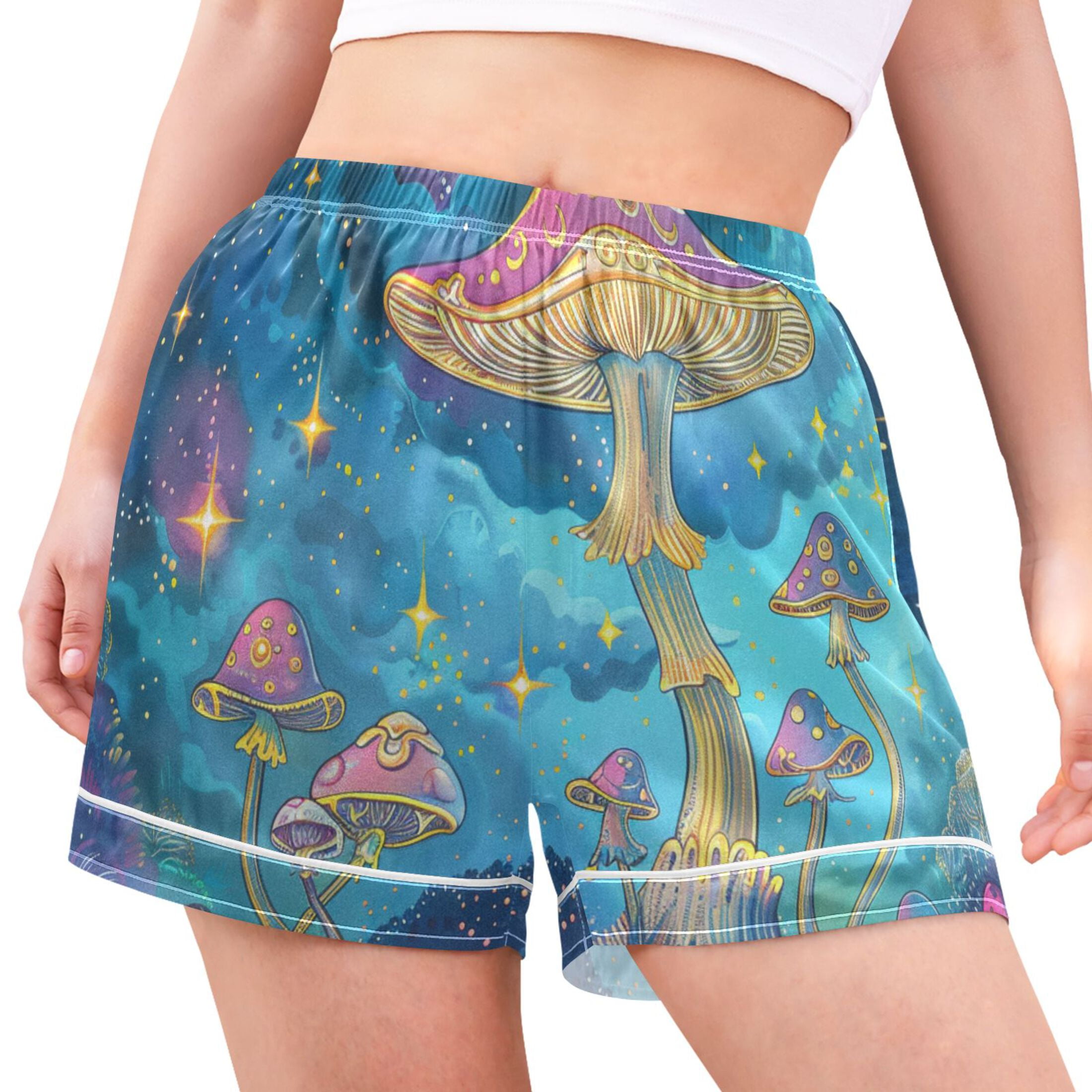ALAZA Magic Mushroom Stars Women's Pajama Lounge Shorts Bottoms Sleep ...