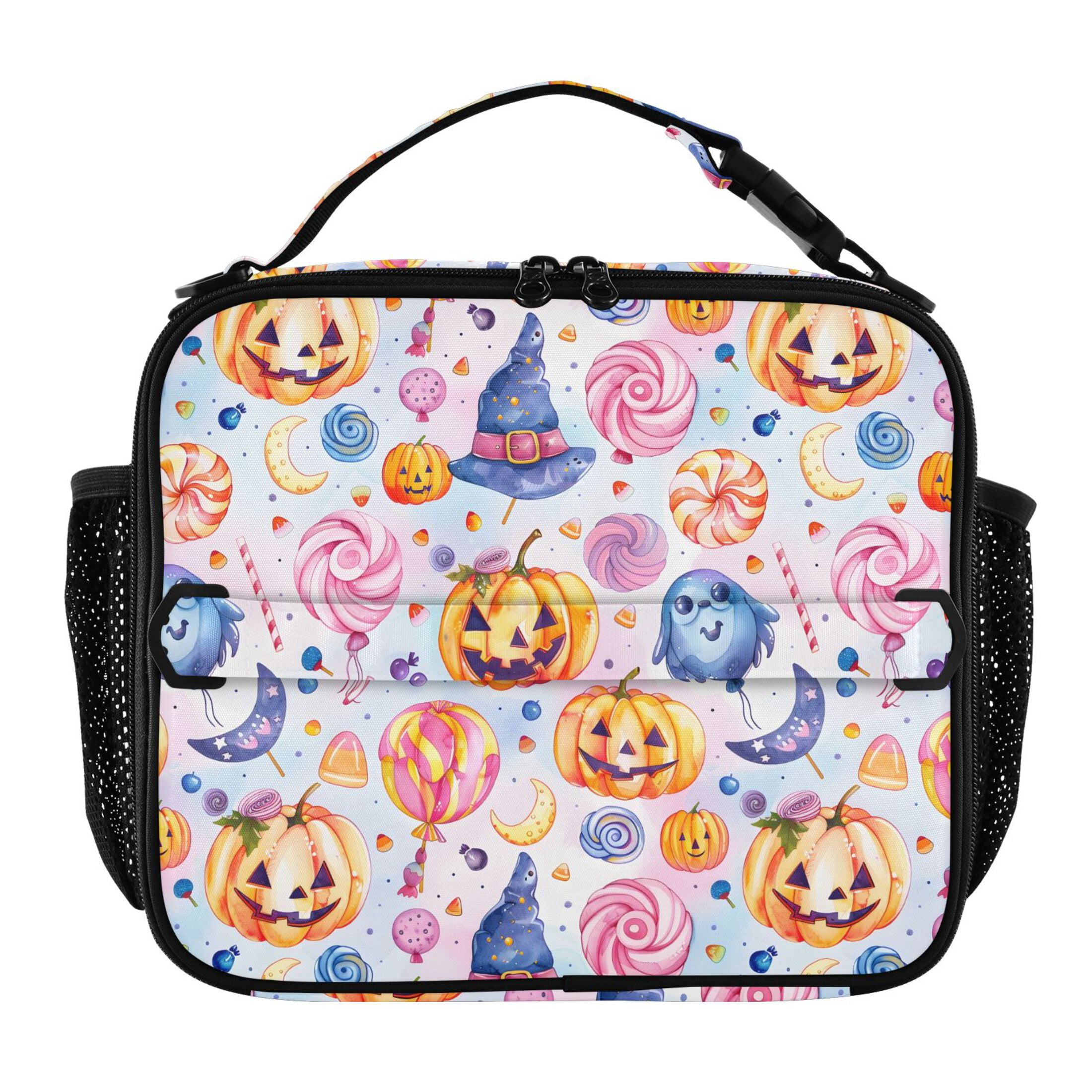 ALAZA Magic Pumpkin Halloween Candy Lunch Box Insulated Lunch Bag ...