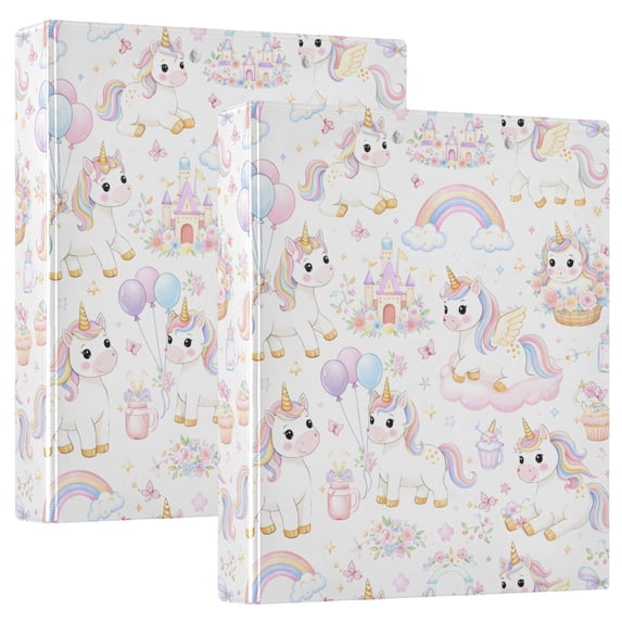 ALAZA Magical Unicorns Rainbows Castle Hardcover 3 Ring Binder 1.5" D ...