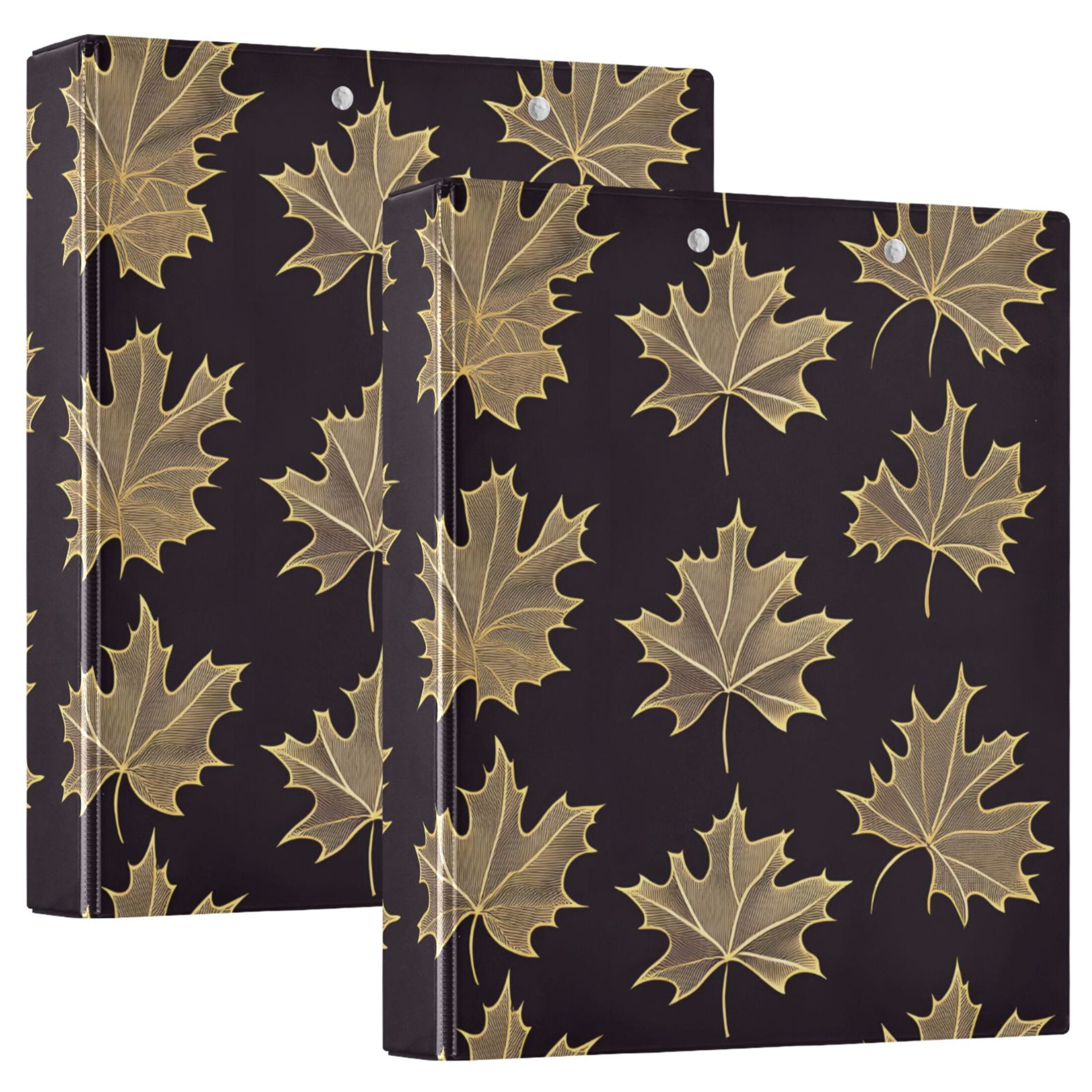 ALAZA Maple Leaves Hardcover 3 Ring Binder 1.5" Round Rings Interior ...