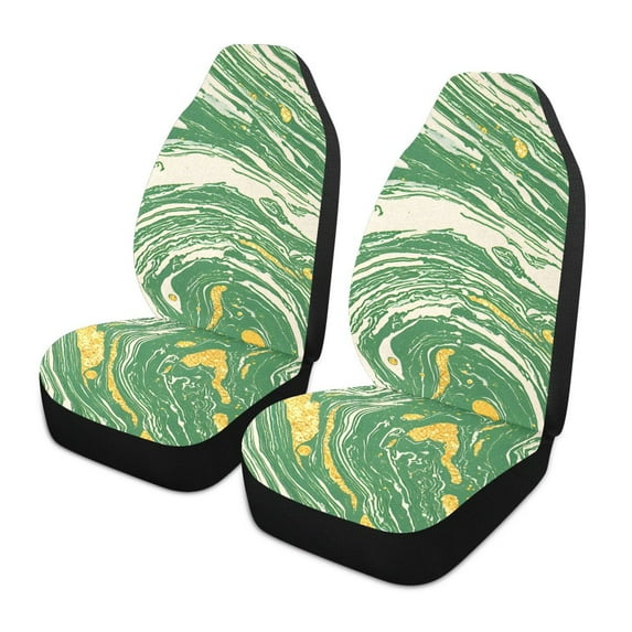 ALAZA Marble Green Car Seat Covers 2 PCs Universal Auto Front Seats ...
