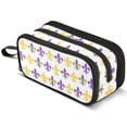 ALAZA Mardi Gras Flower Pencil Case Bag Large 3 Compartment Pen Pouch ...
