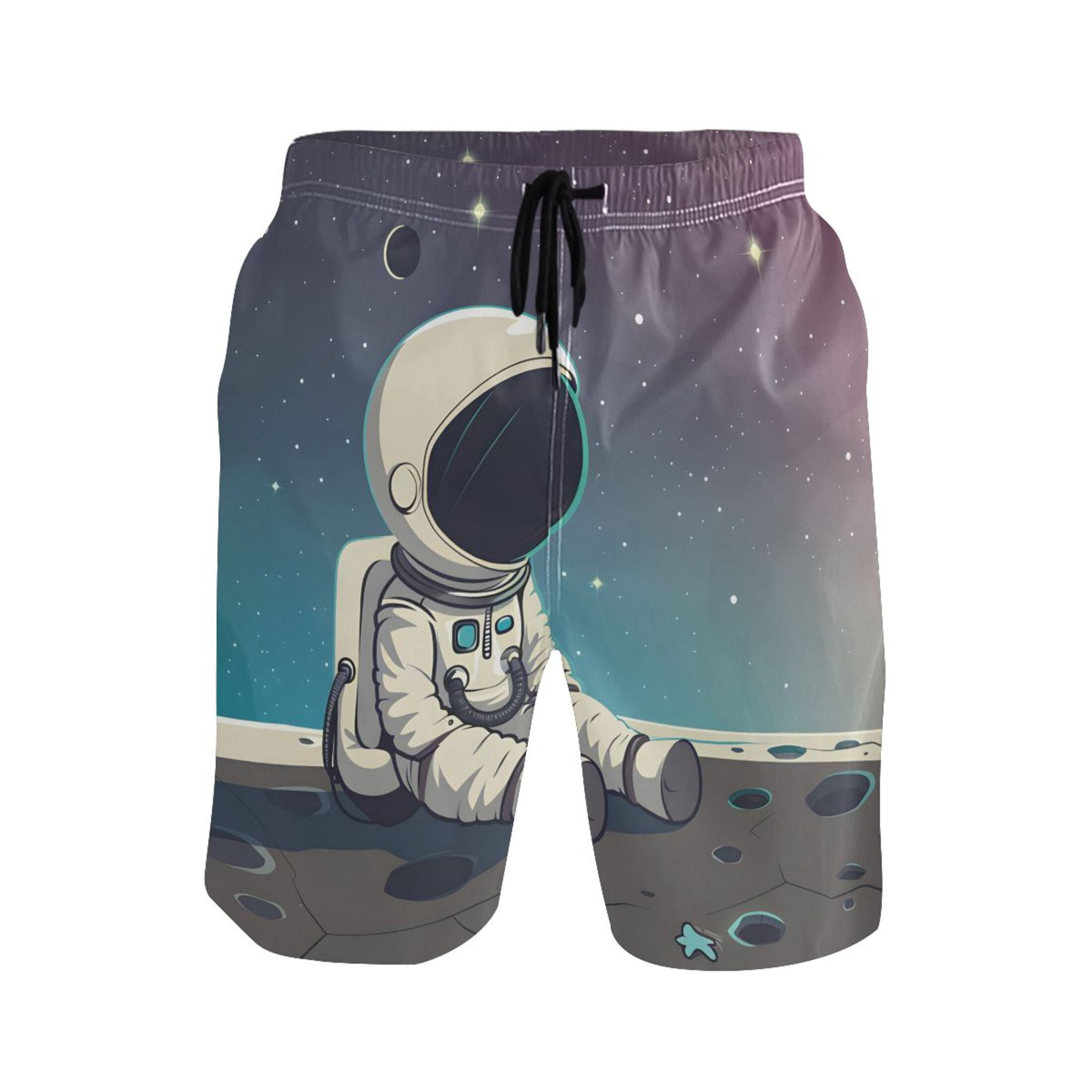 ALAZA Men's Swim Trunks A Astronaut Sit on Universe Beach Shorts with ...