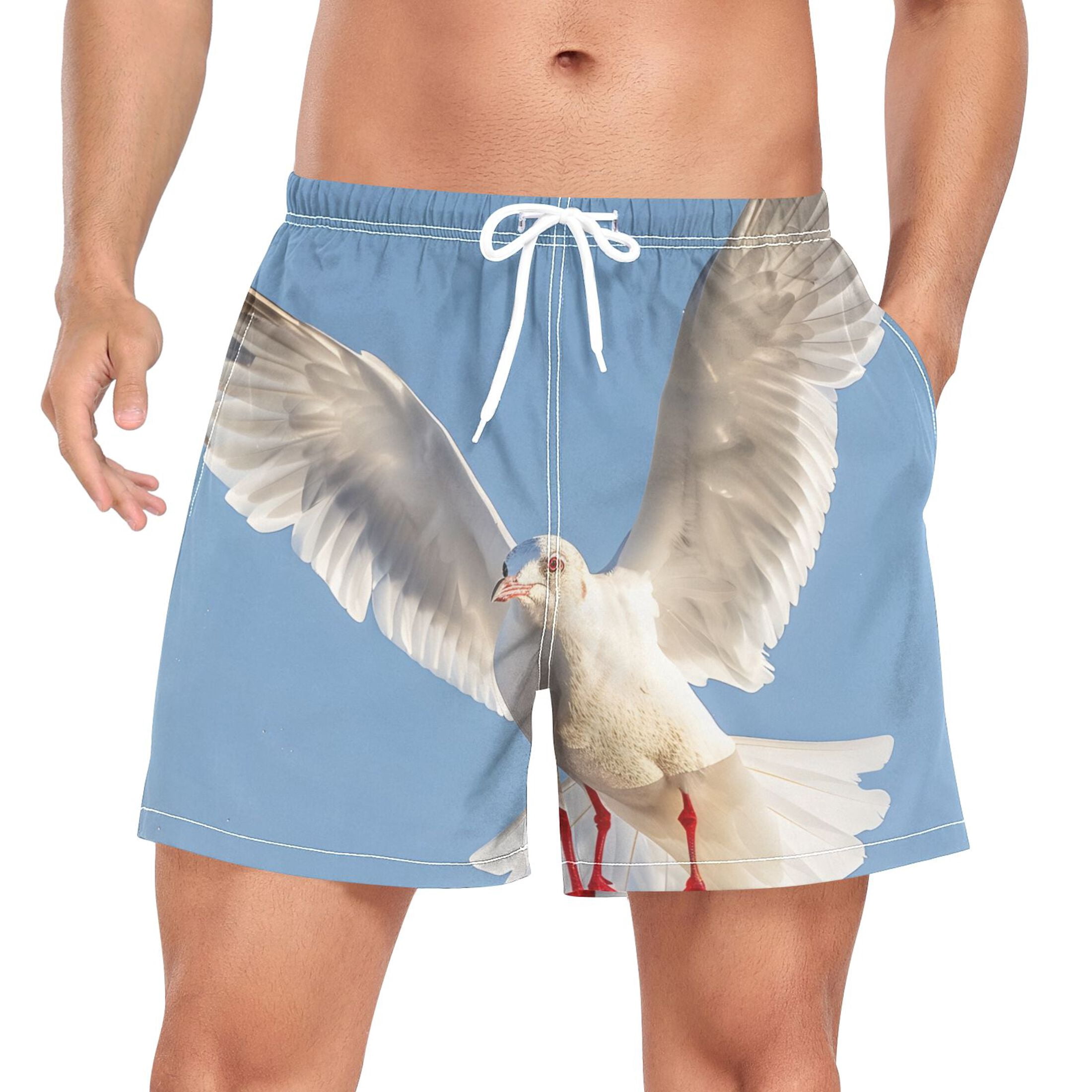 ALAZA Men's Swim Trunks Beach Shorts Art Bird Pigeon Flying Lightweight ...
