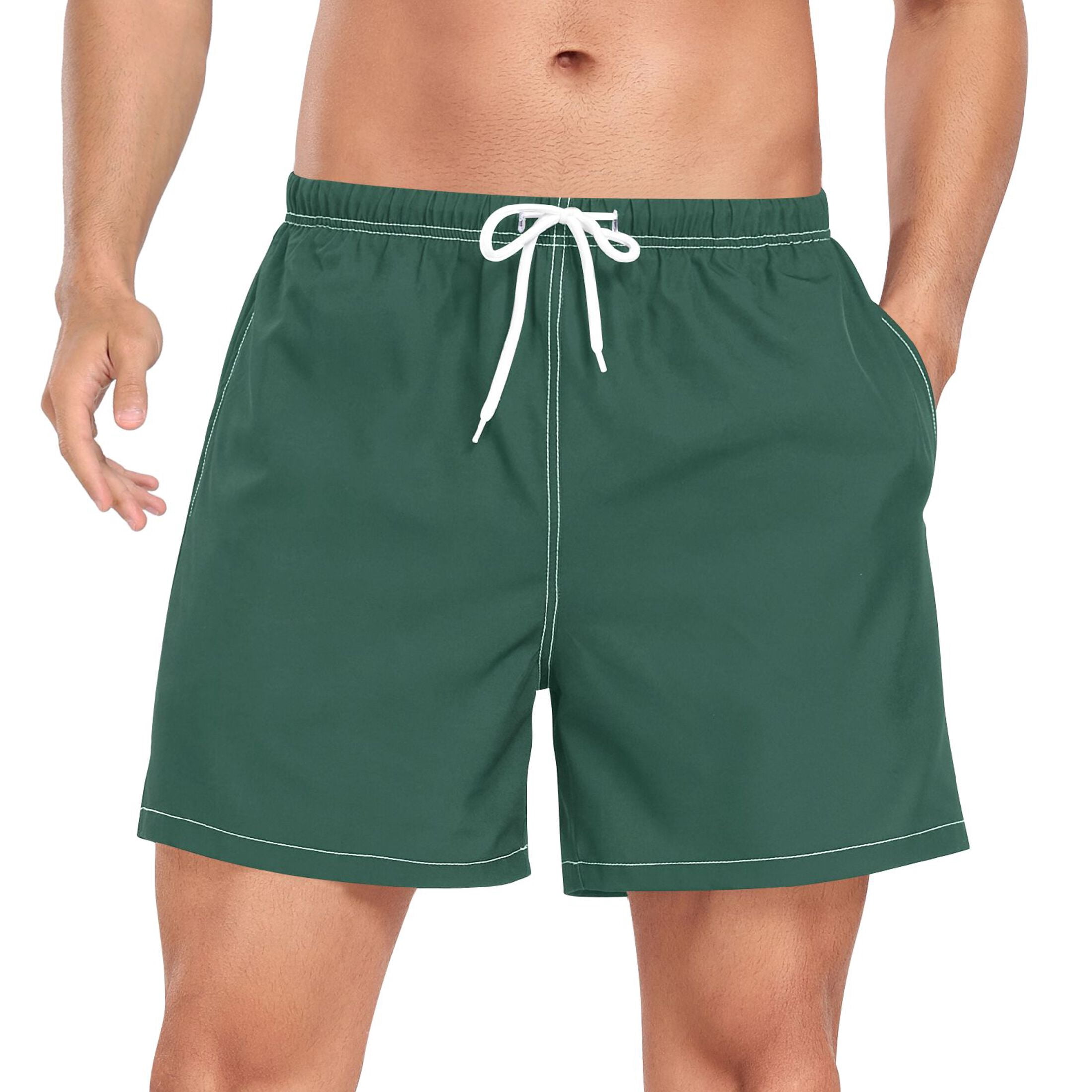 ALAZA Men's Swim Trunks Beach Shorts Dark Green Paint Lightweight ...