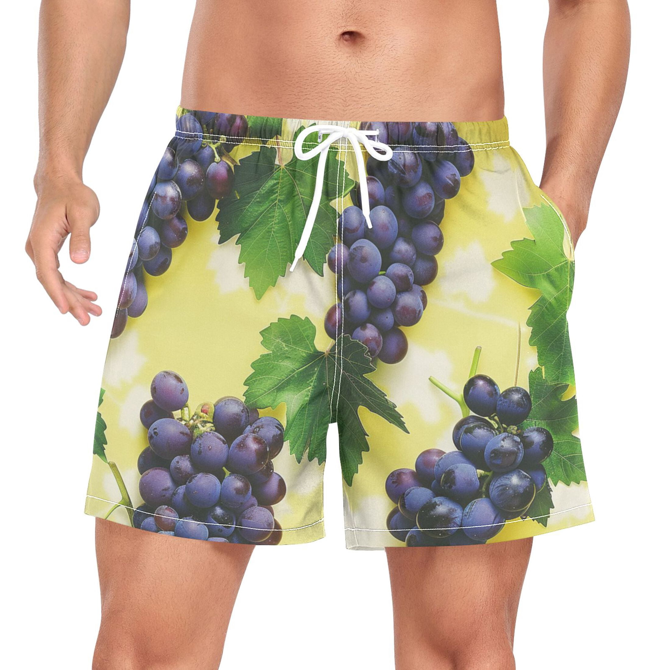 ALAZA Men's Swim Trunks Beach Shorts Grapes Fruit Lightweight Athletic ...