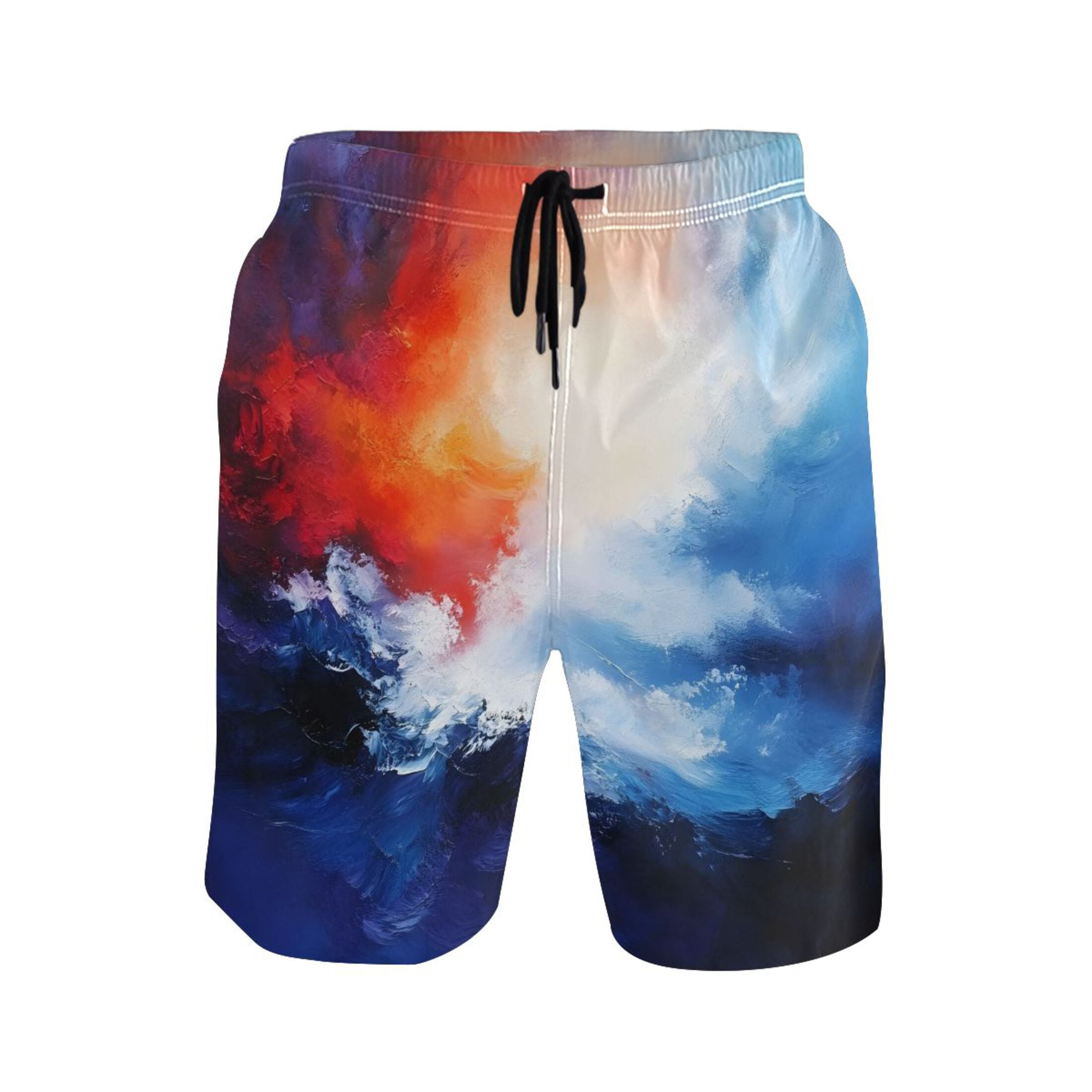 ALAZA Men's Swim Trunks Blue and Orange Marble Beach Shorts with ...