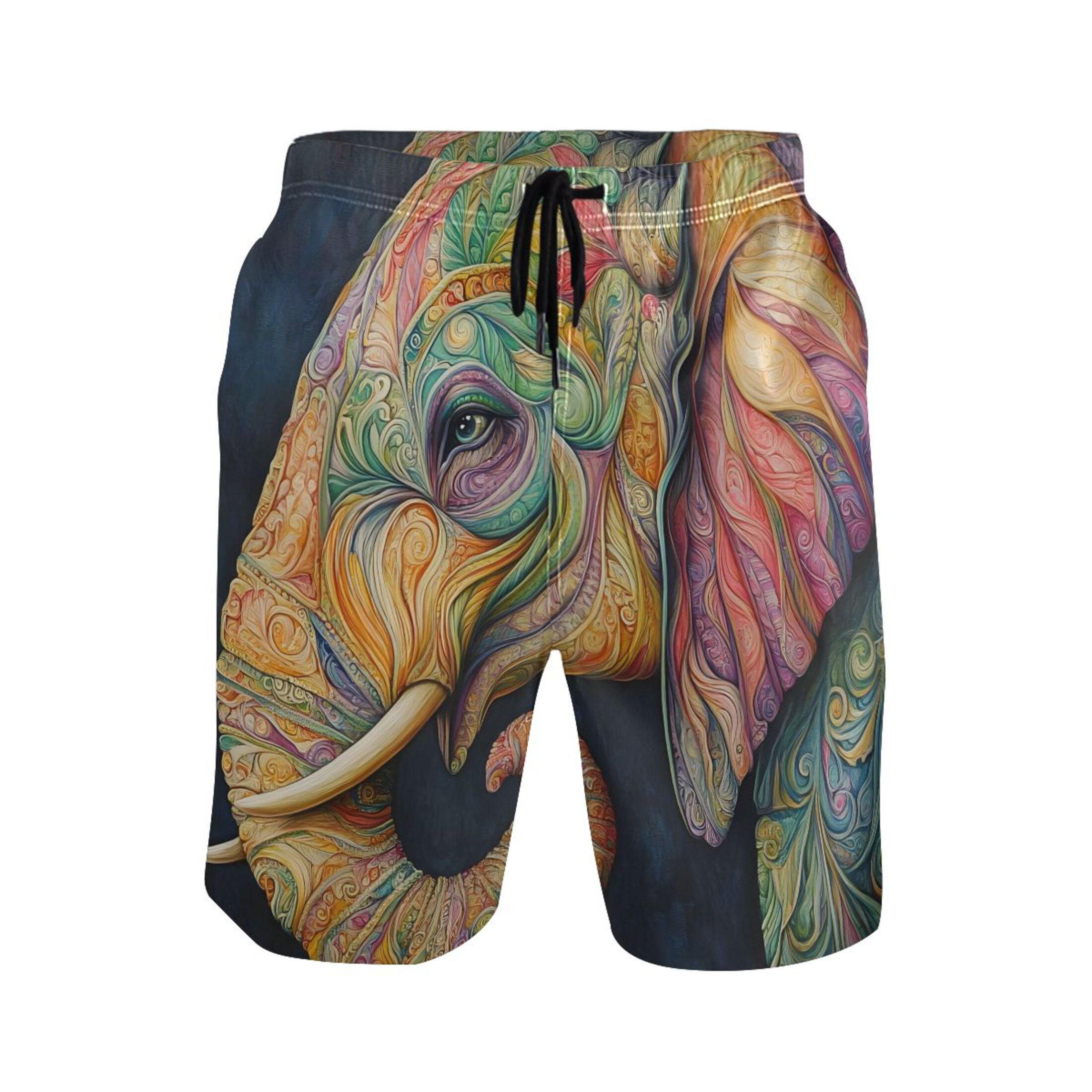 ALAZA Men's Swim Trunks Bohemia Art Elephant Beach Shorts with Pockets ...