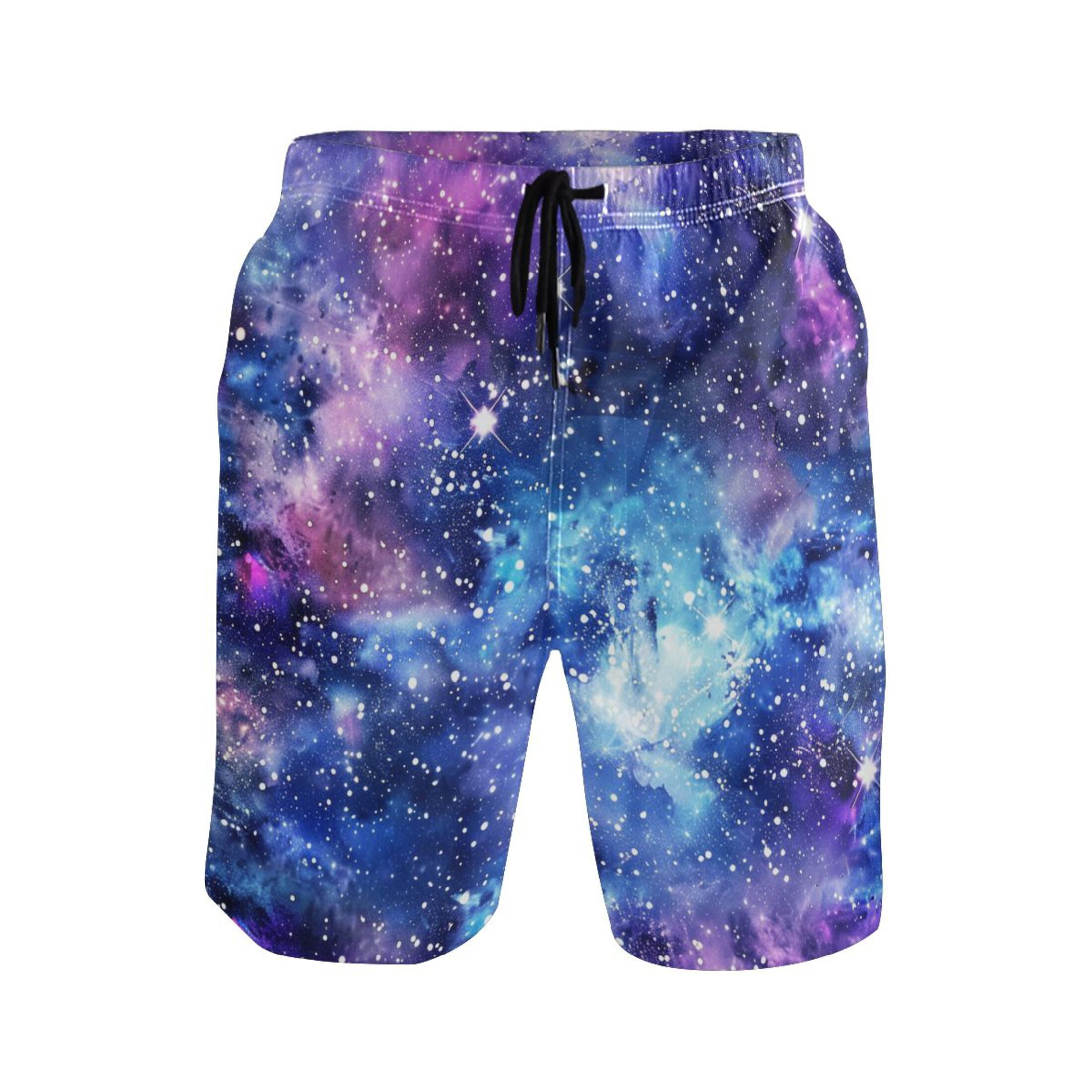 ALAZA Men's Swim Trunks Brightly Glittering Shiny Galaxy Beach Shorts ...