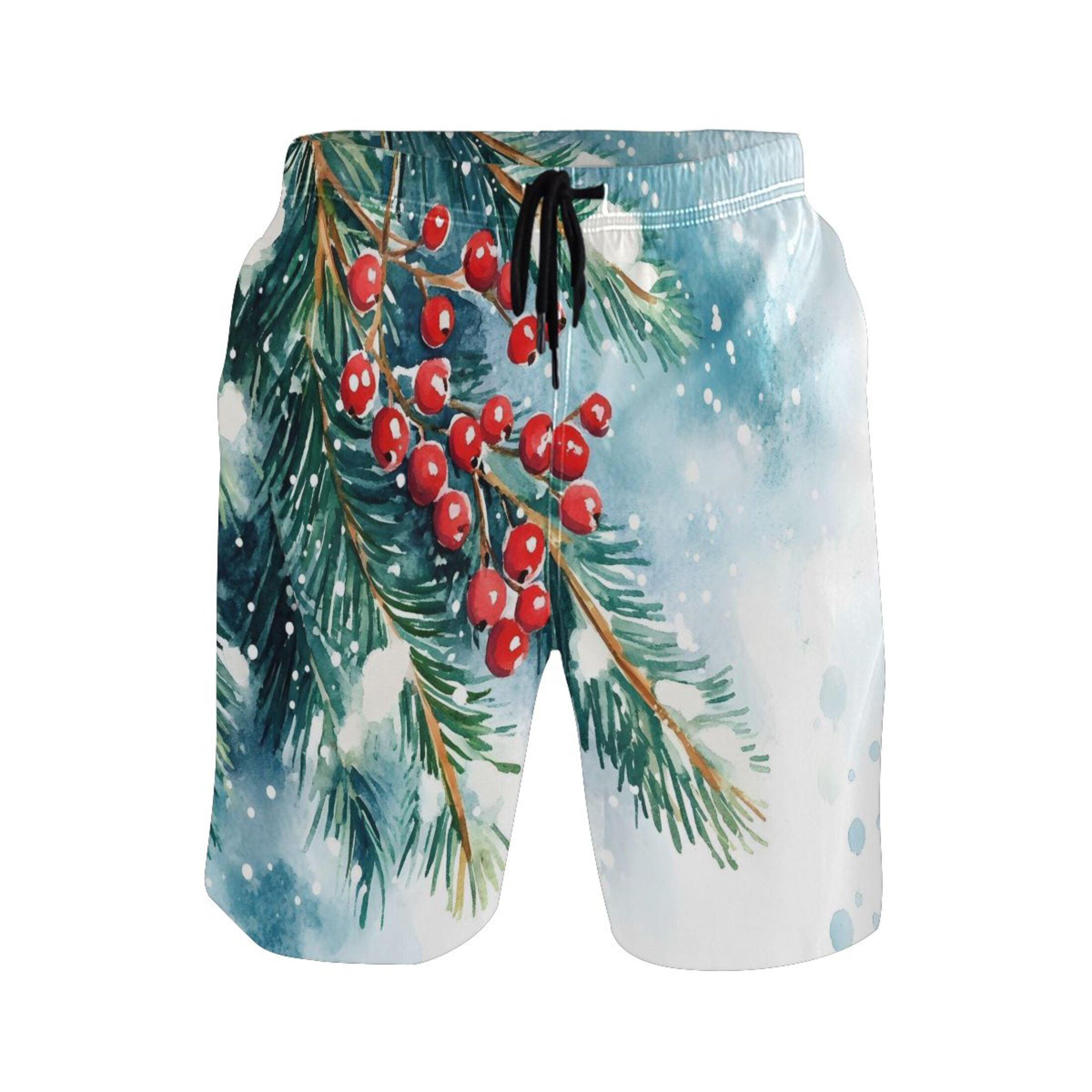 ALAZA Men's Swim Trunks Christmas Berry Snowflakes Beach Shorts with ...