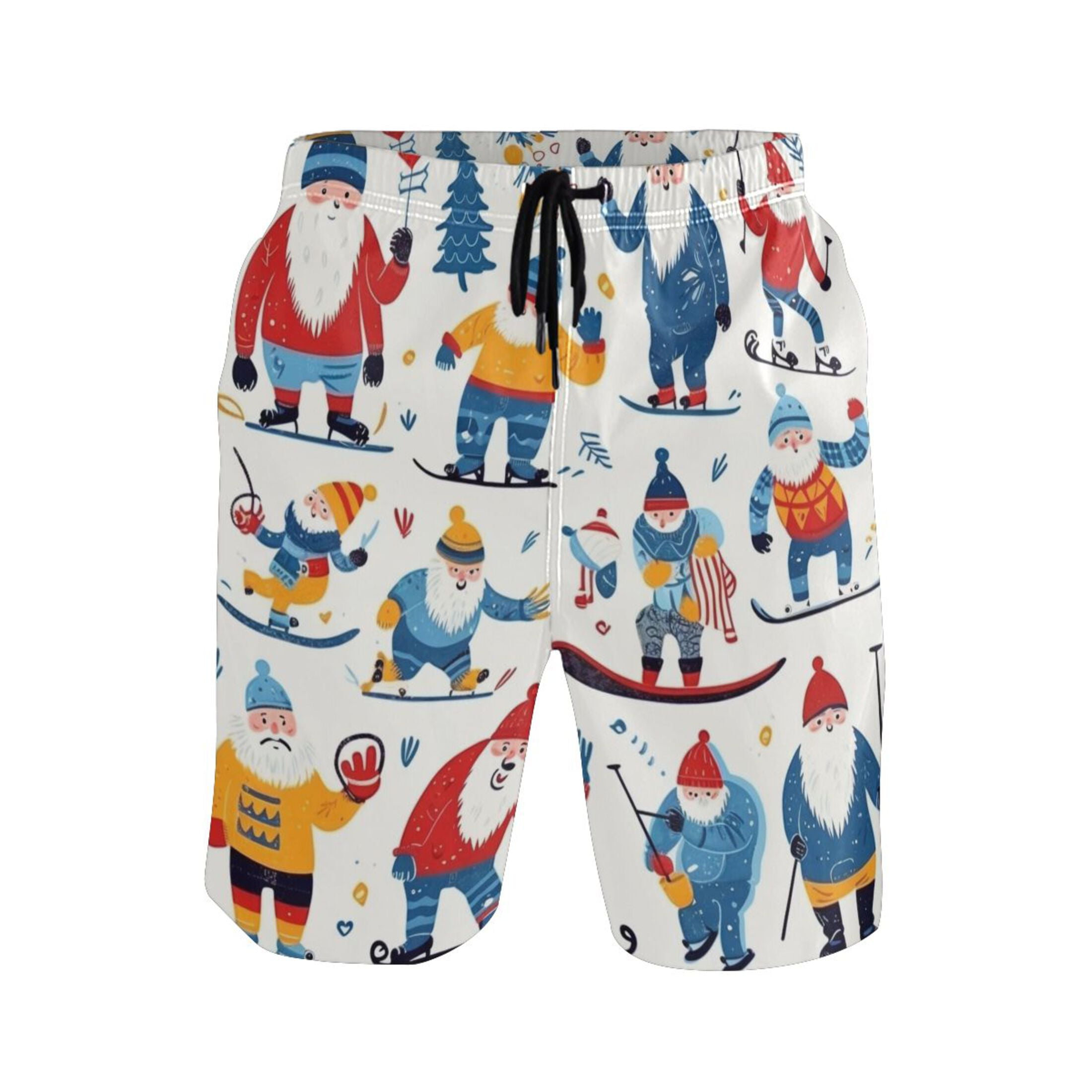 ALAZA Men's Swim Trunks Christmas Santa Claus Skating Beach Shorts with ...