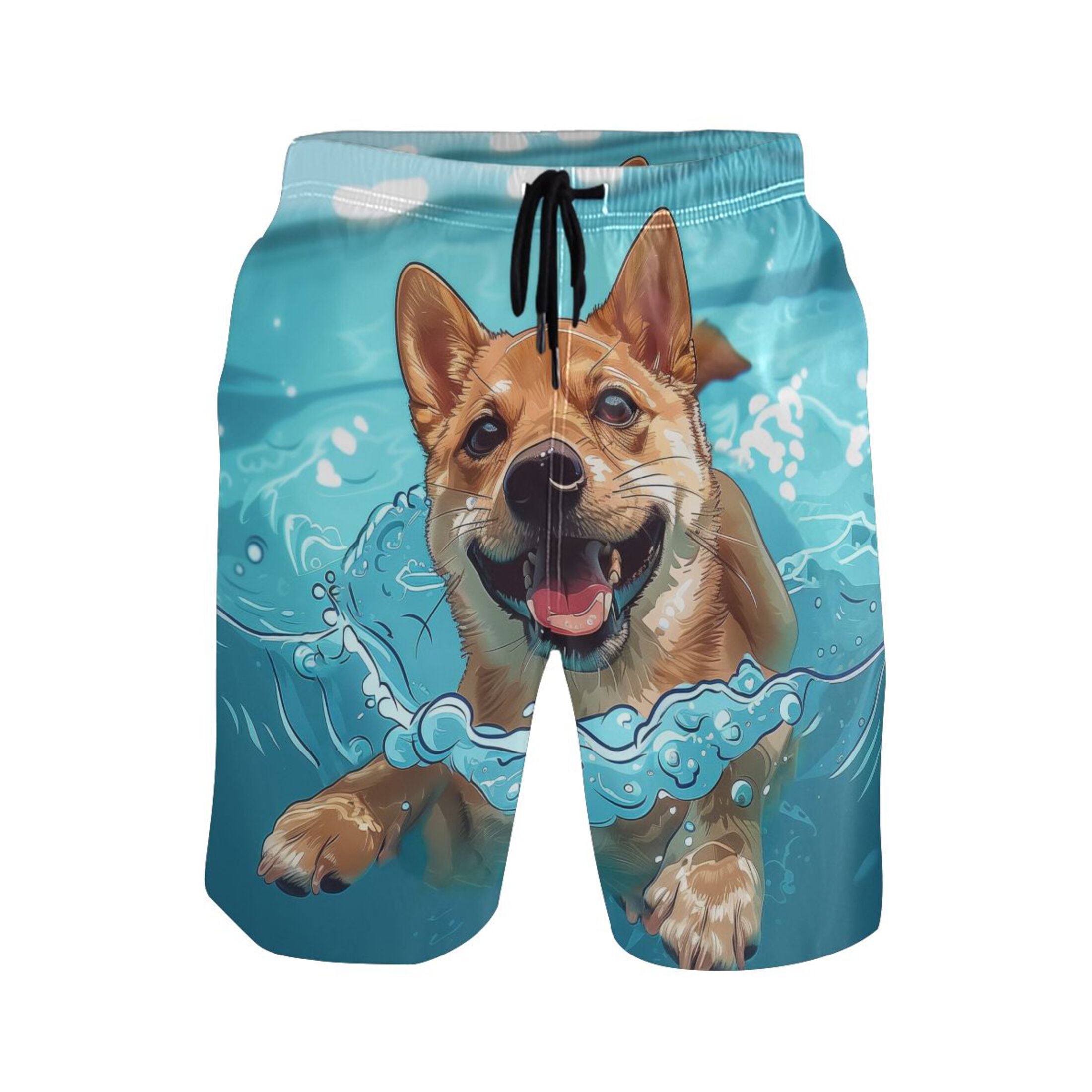 ALAZA Men's Swim Trunks Cute Dog in Ocean Beach Shorts with Pockets L ...