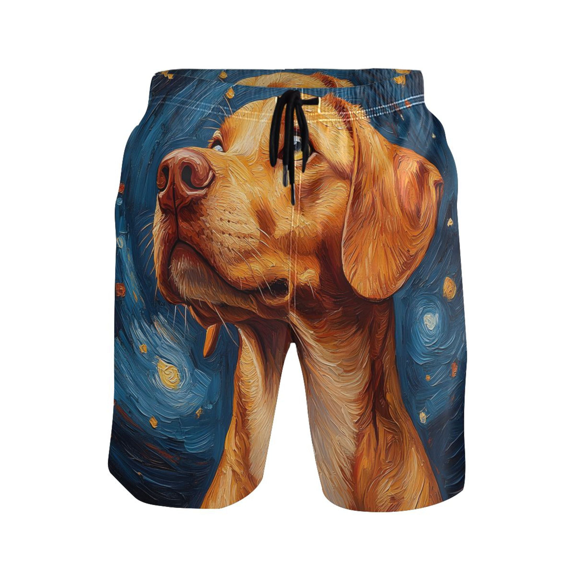 ALAZA Men's Swim Trunks Dog Oil Paint Beach Shorts with Pockets 2XL ...
