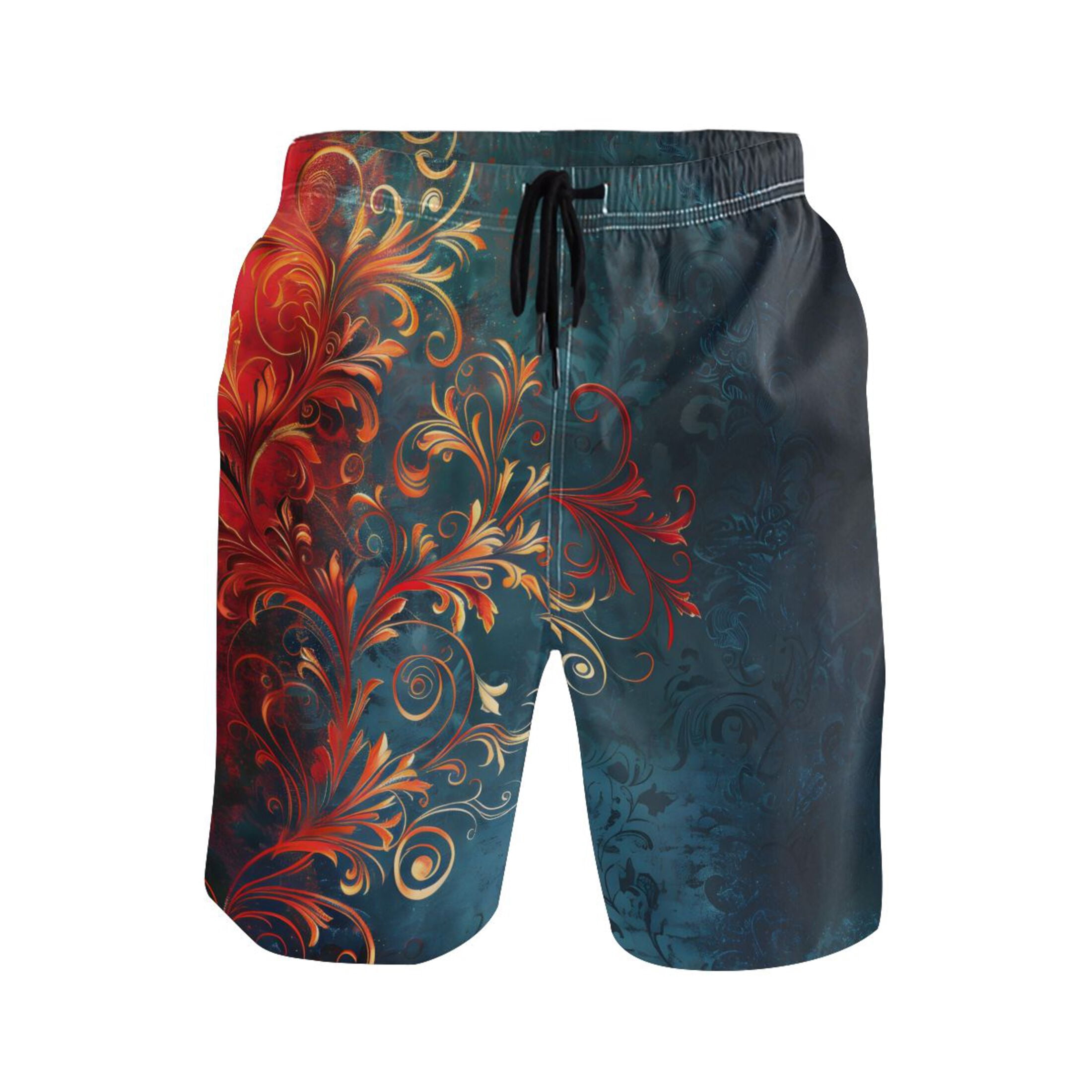 ALAZA Men's Swim Trunks Elegant Bohemia Flower Pattern Beach Shorts ...