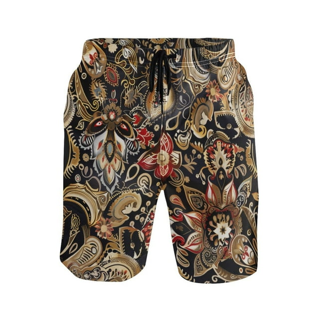 ALAZA Men's Swim Trunks Ethnic Bohemian Mandala Paisley Flower Beach ...
