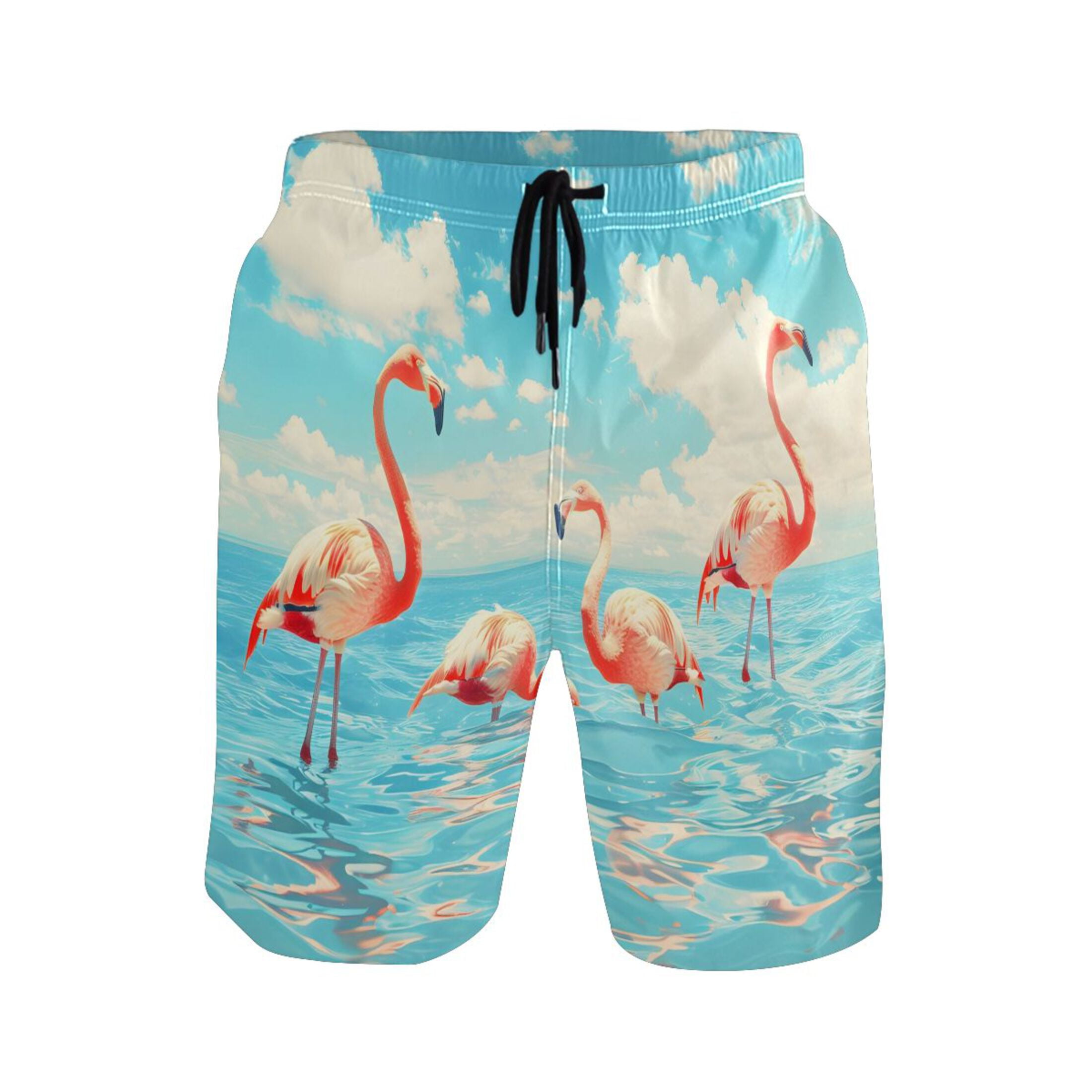 ALAZA Men's Swim Trunks Flamingos on Sea Beach Shorts with Pockets XL ...