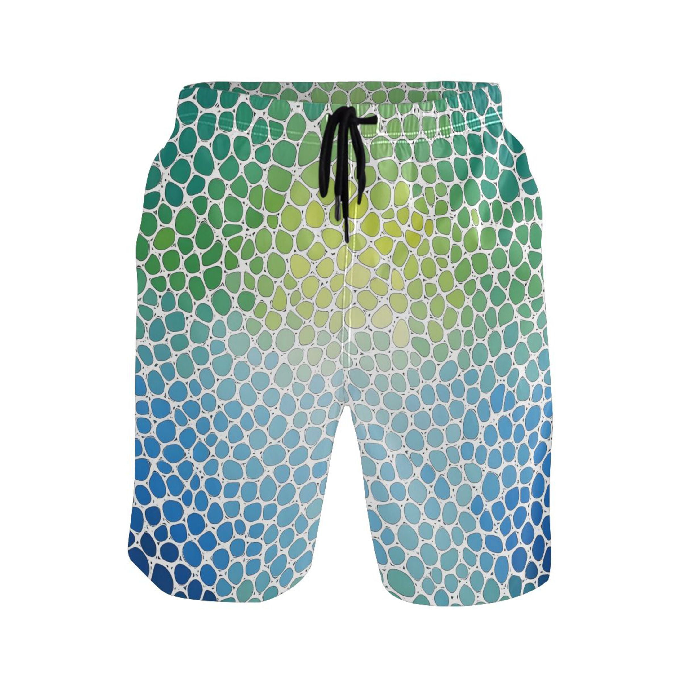 ALAZA Men's Swim Trunks Gradient Green and Blue Beach Shorts with ...