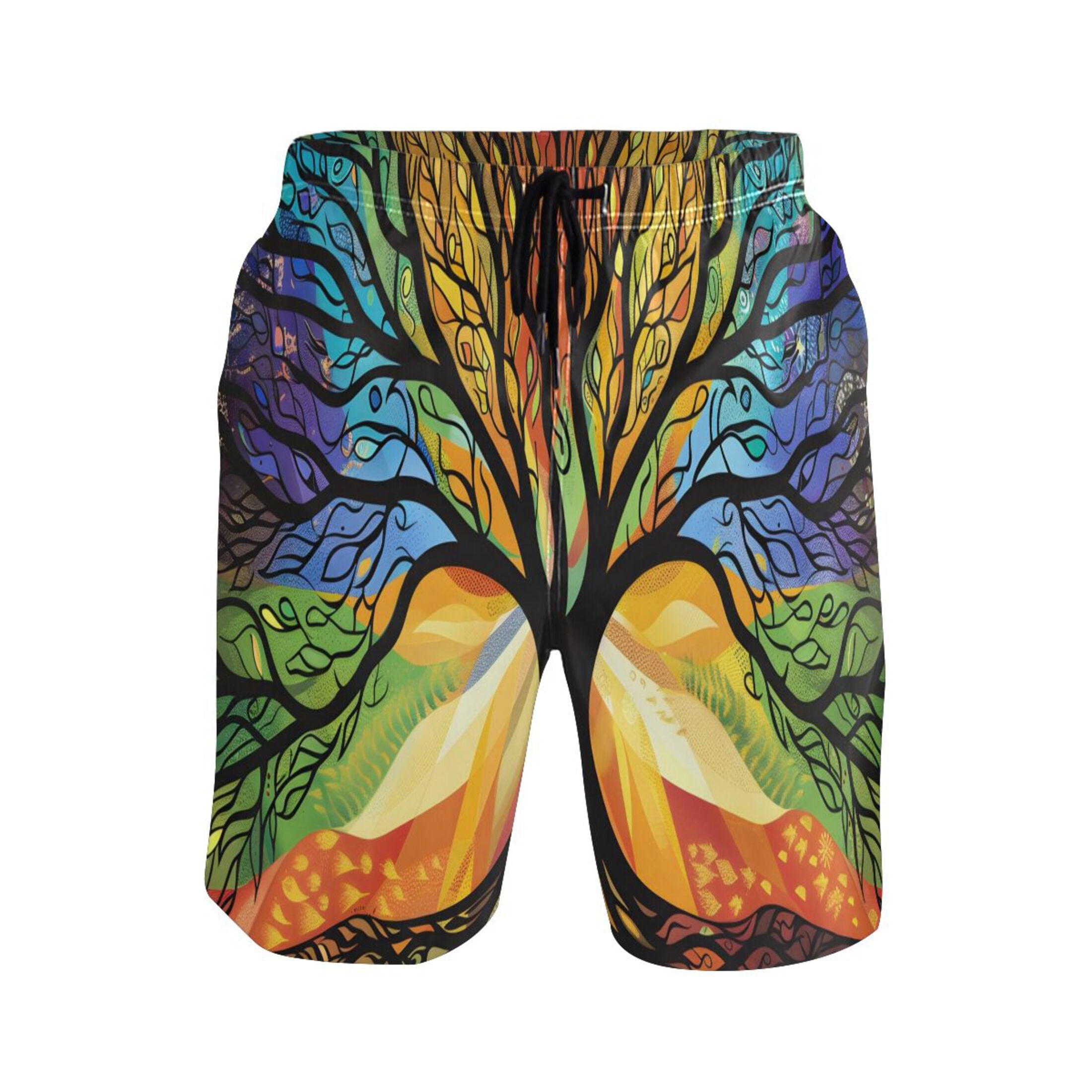 ALAZA Men's Swim Trunks Illustration Tree Art Beach Shorts with Pockets ...