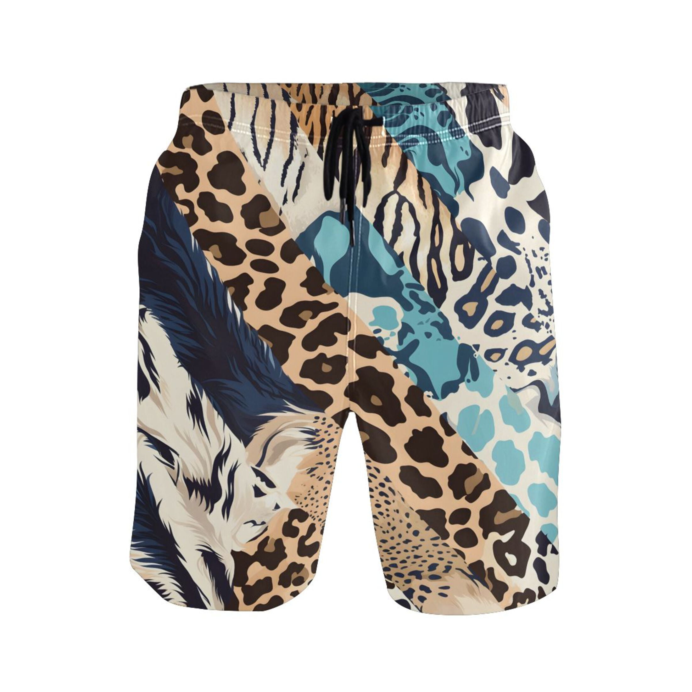 ALAZA Men's Swim Trunks Leopard Print Beach Shorts with Pockets 2XL ...