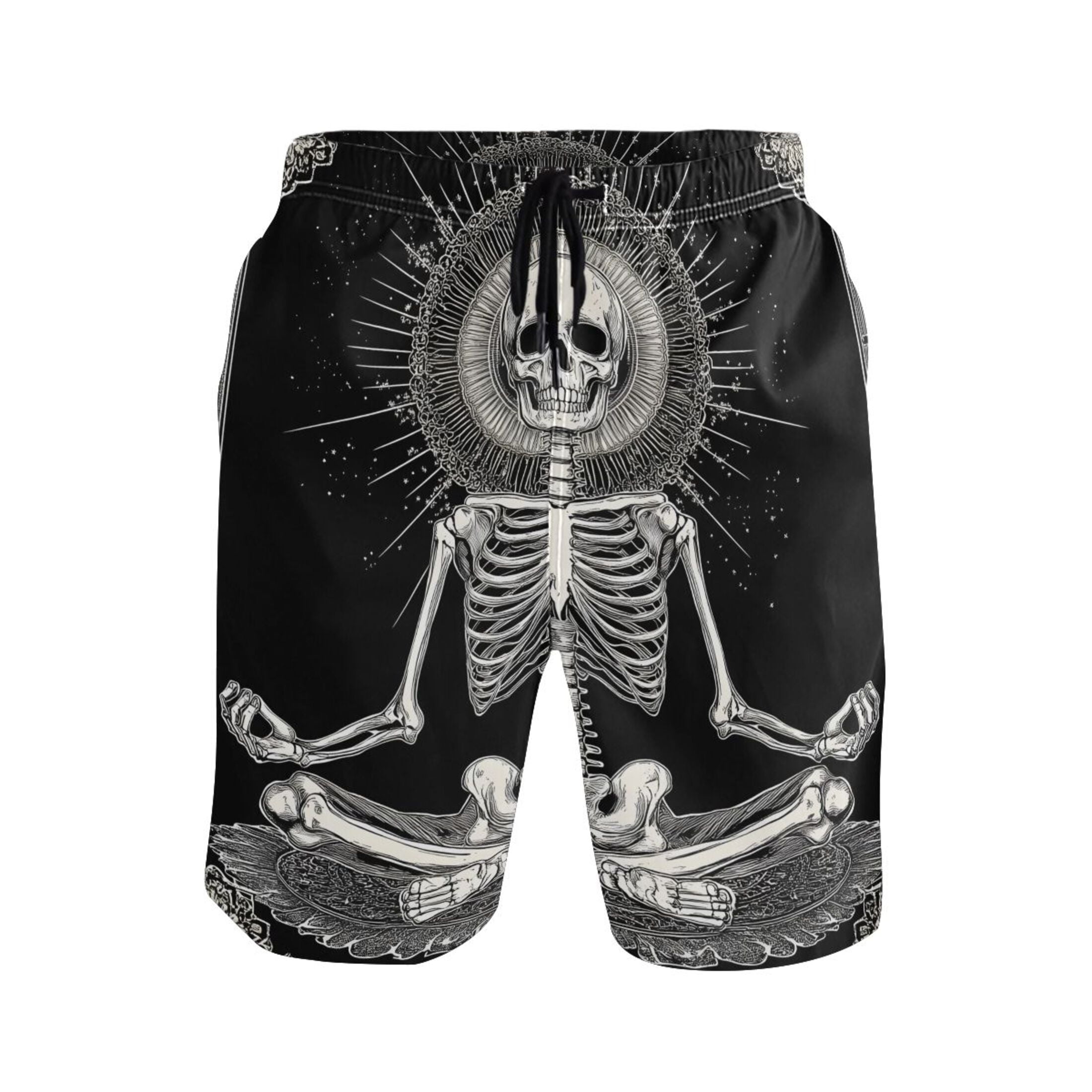 ALAZA Men's Swim Trunks Mandala Skeleton Sitting Beach Shorts with ...