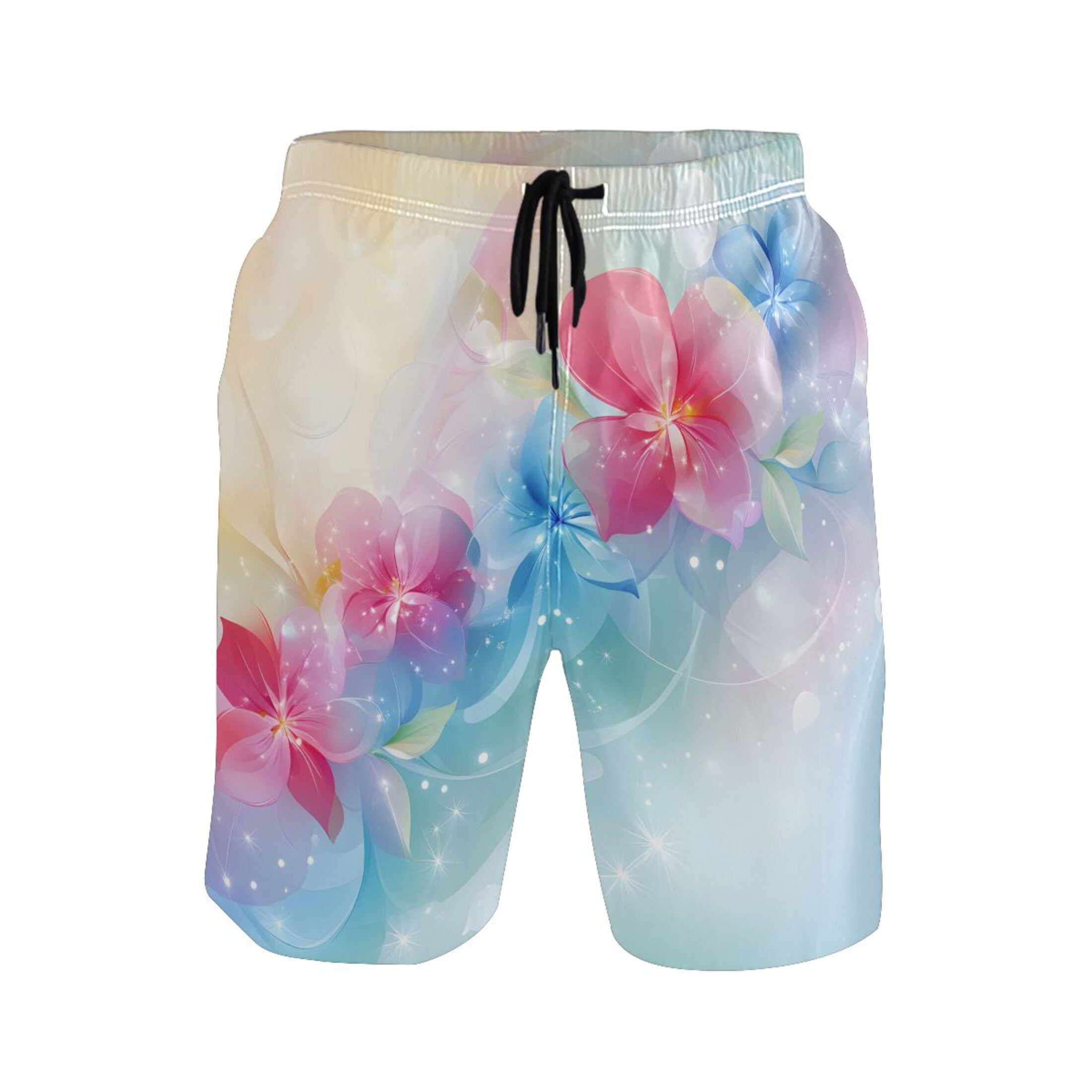 ALAZA Men's Swim Trunks Romantic Flower Pattern Beach Shorts with ...