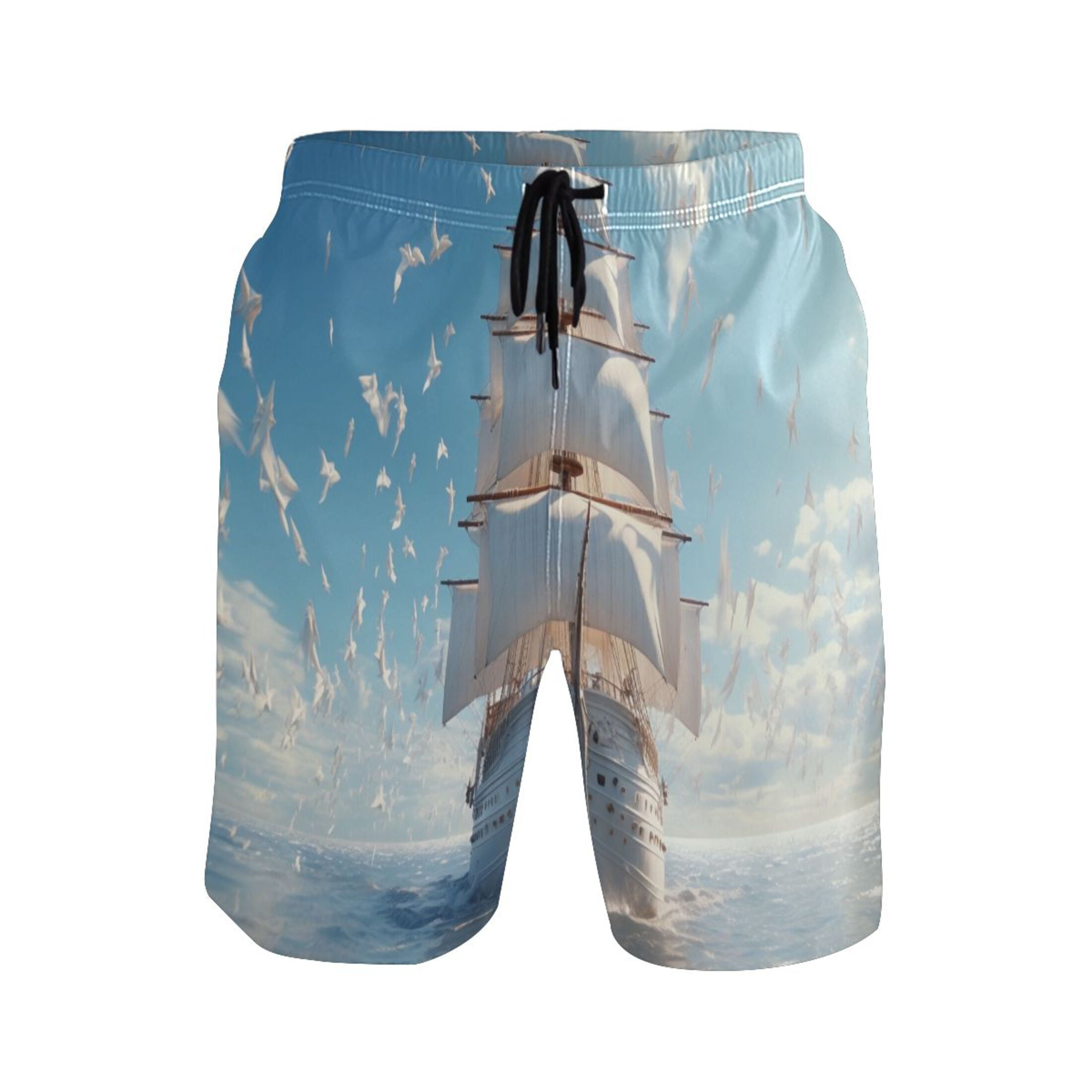 ALAZA Men's Swim Trunks Ship and Seagull on Sea Beach Shorts with Pockets M - Walmart.com