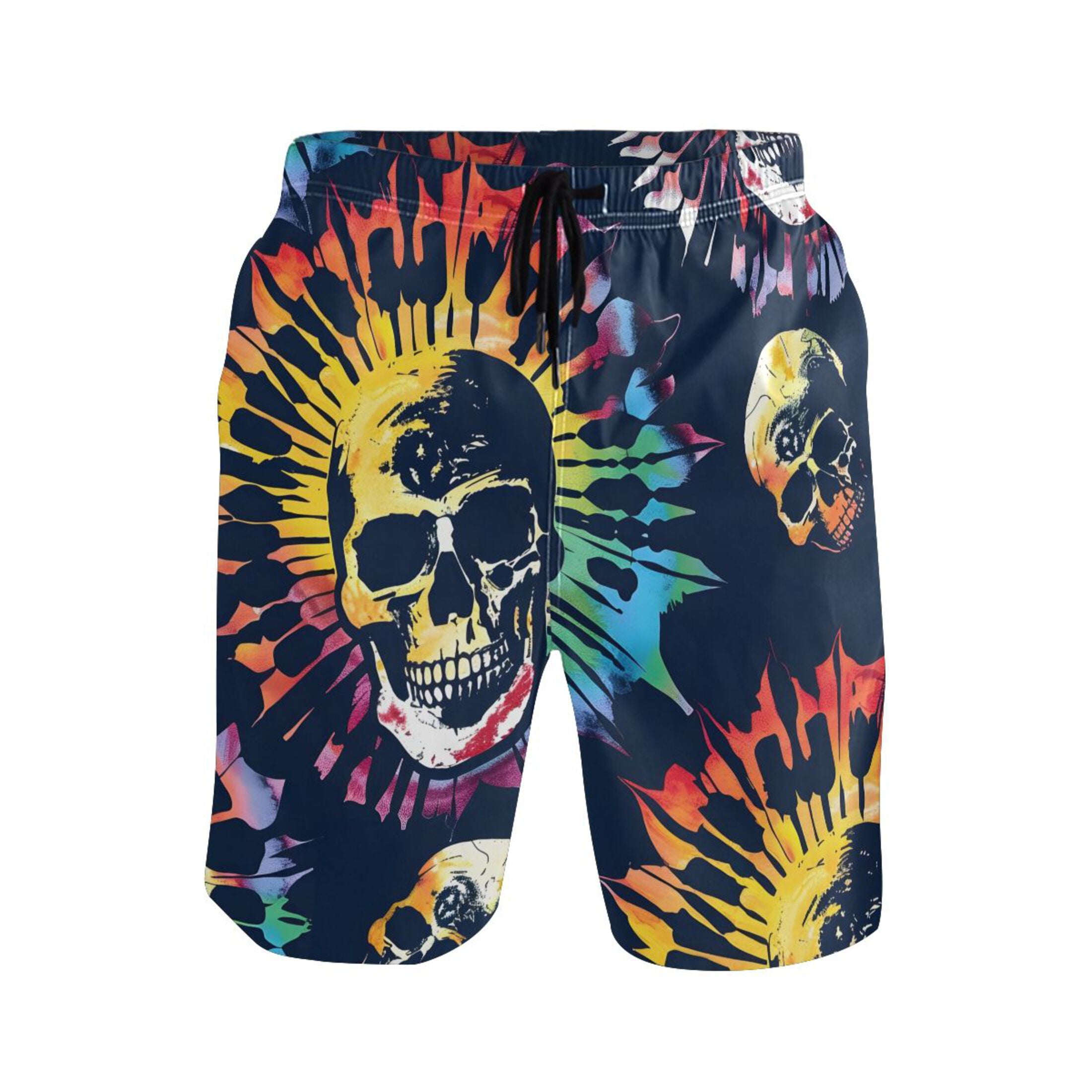 ALAZA Men's Swim Trunks Skull Skeleton Tie Dye Beach Shorts with ...