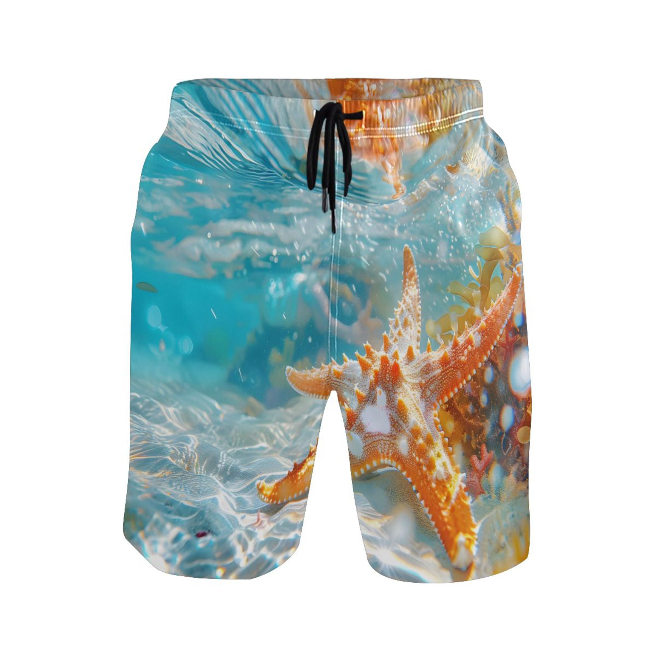 ALAZA Men's Swim Trunks Starfish Sea Star Beach Shorts with Pockets XL ...
