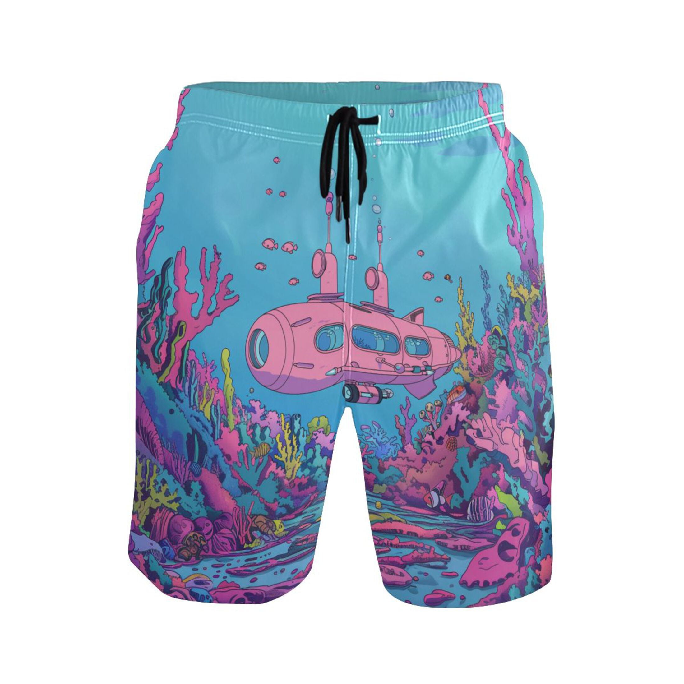 ALAZA Men's Swim Trunks Submarines and Coral Beach Shorts with Pockets ...